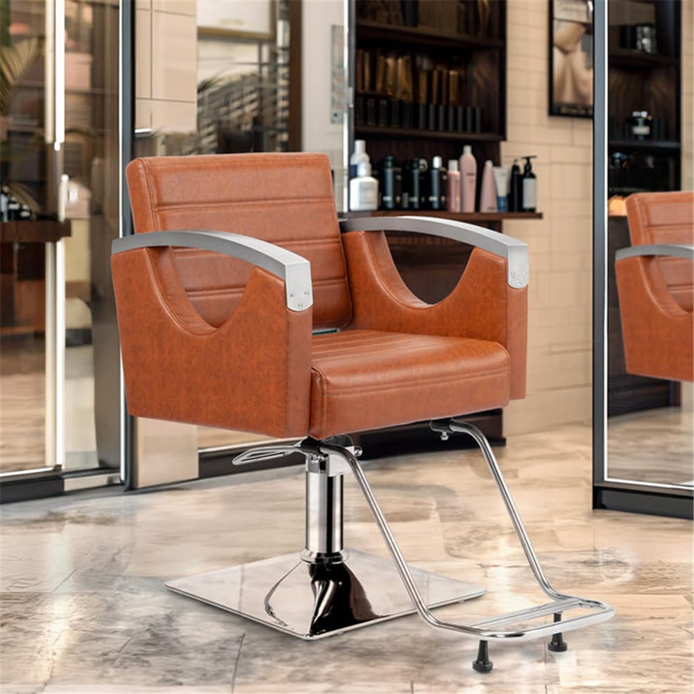 Outopee Brown Contemporary Ergonomic Adjustable Height Swivel Faux ...