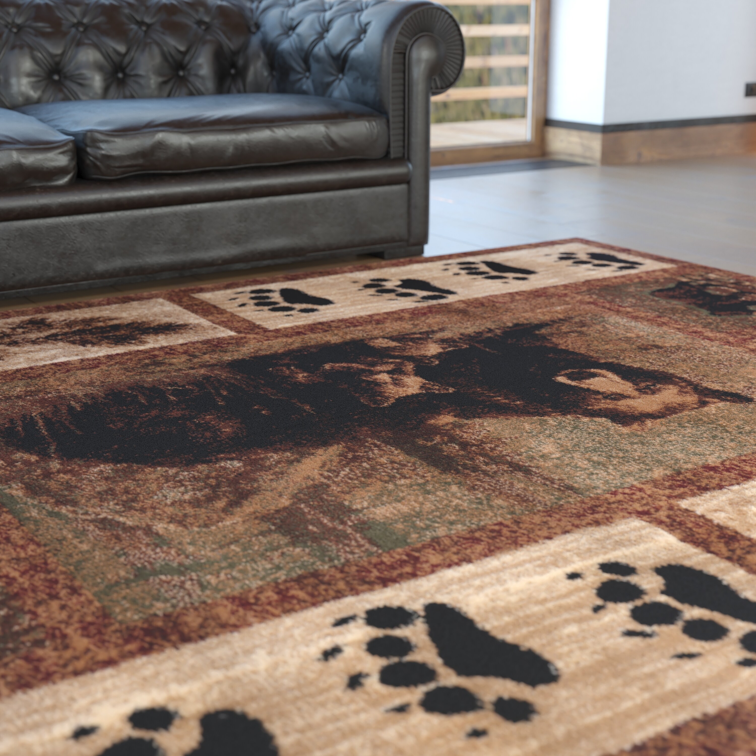 Emma + Oliver Juneau 8-ft x10-ft Accent Rug with Mother Brown Bear and ...