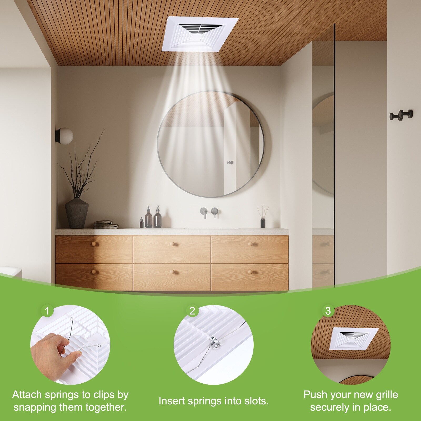 PATIKIL 14 x 14-Inch Bathroom Exhaust Fan Cover ABS Plastic Fan Grille ...
