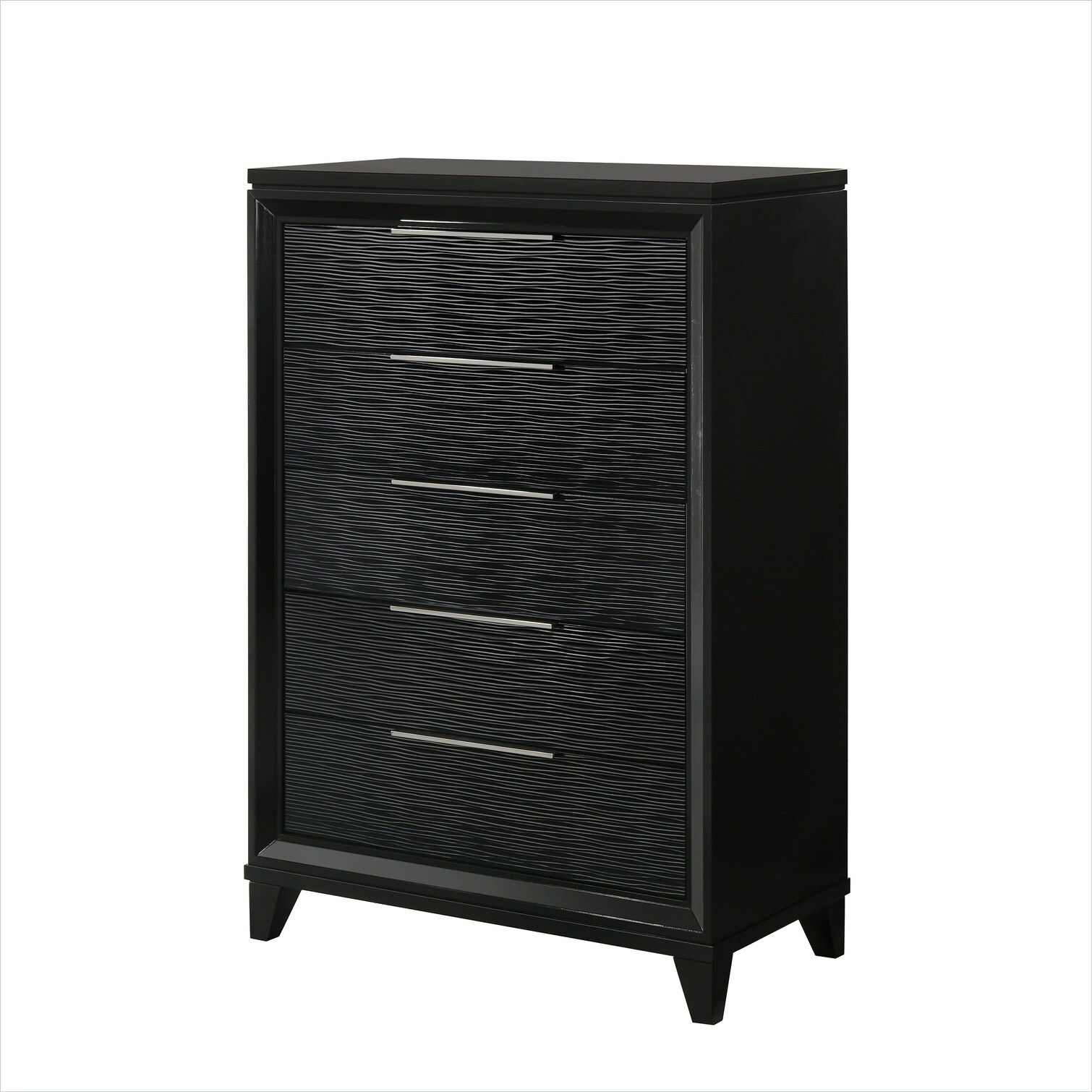 Watnature 5-Drawer Tall Chest in Sleek Black Wood Modern Storage for ...