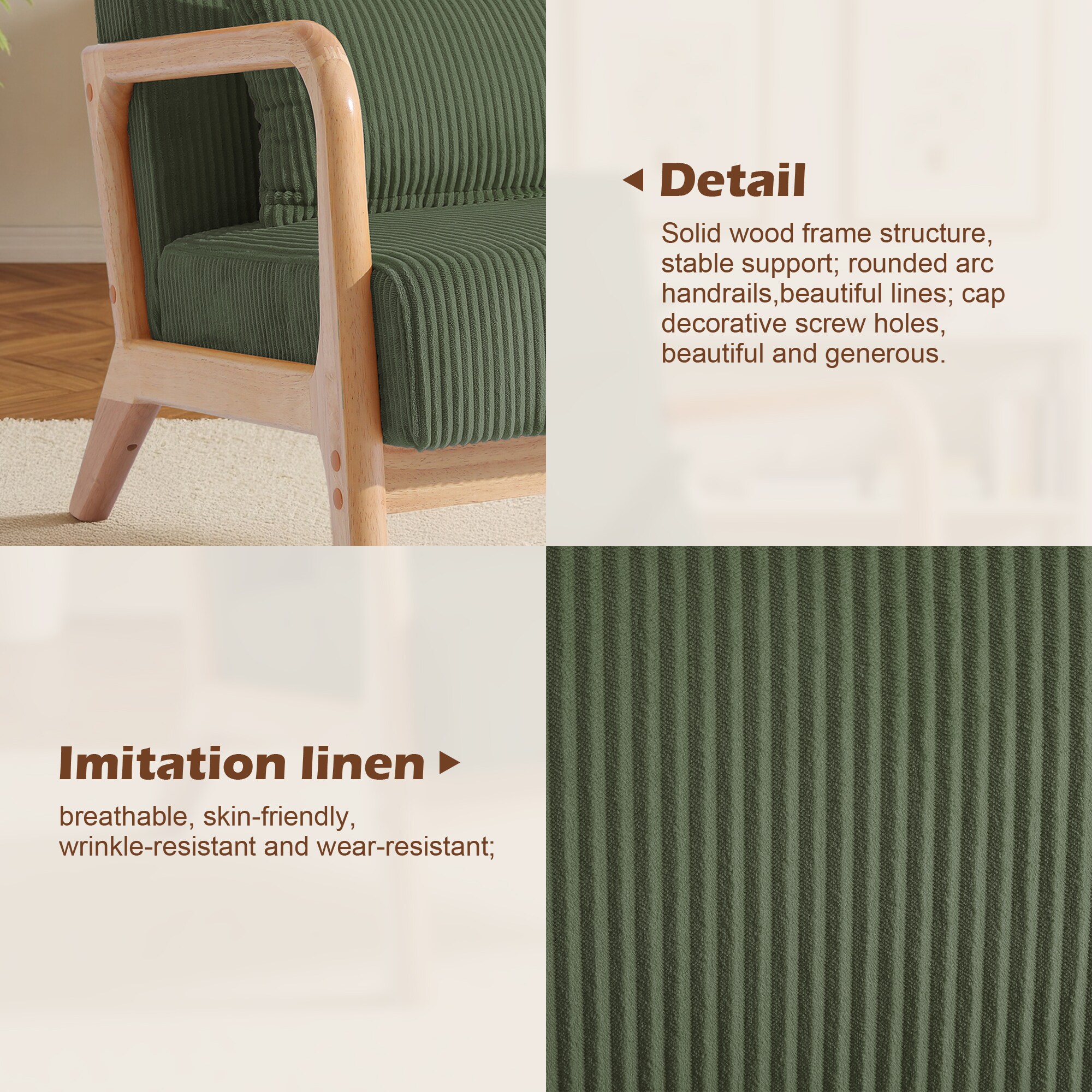 Dreamsidea Mid Century Modern Accent Chair - Wood Frame - Corduroy ...