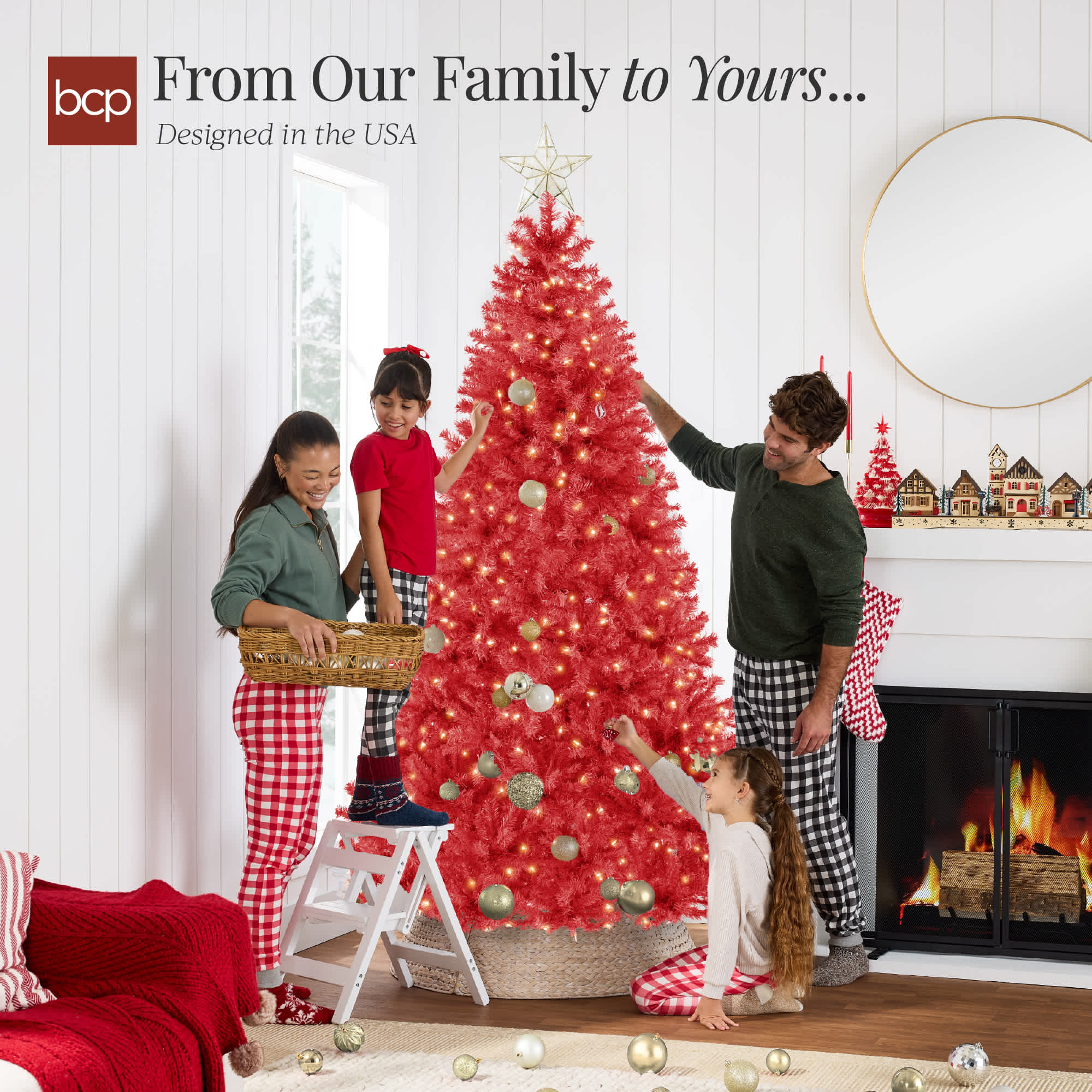 Best Choice Products 9ft Pre-Lit Red Christmas Tree Artificial Holiday ...