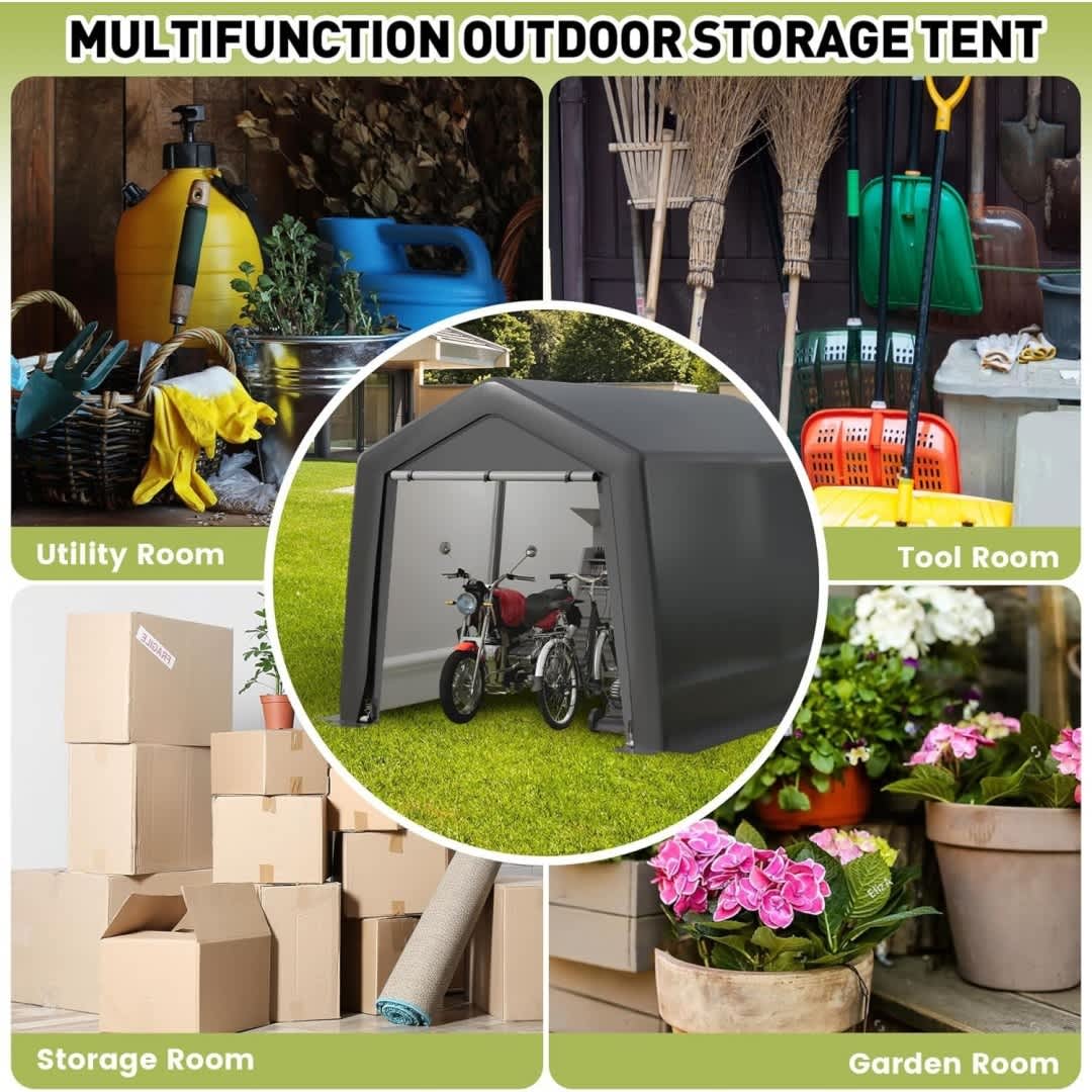 Qeetex 8 x 8FT Outdoor Portable Storage Shed-Storage Shed Waterproof ...