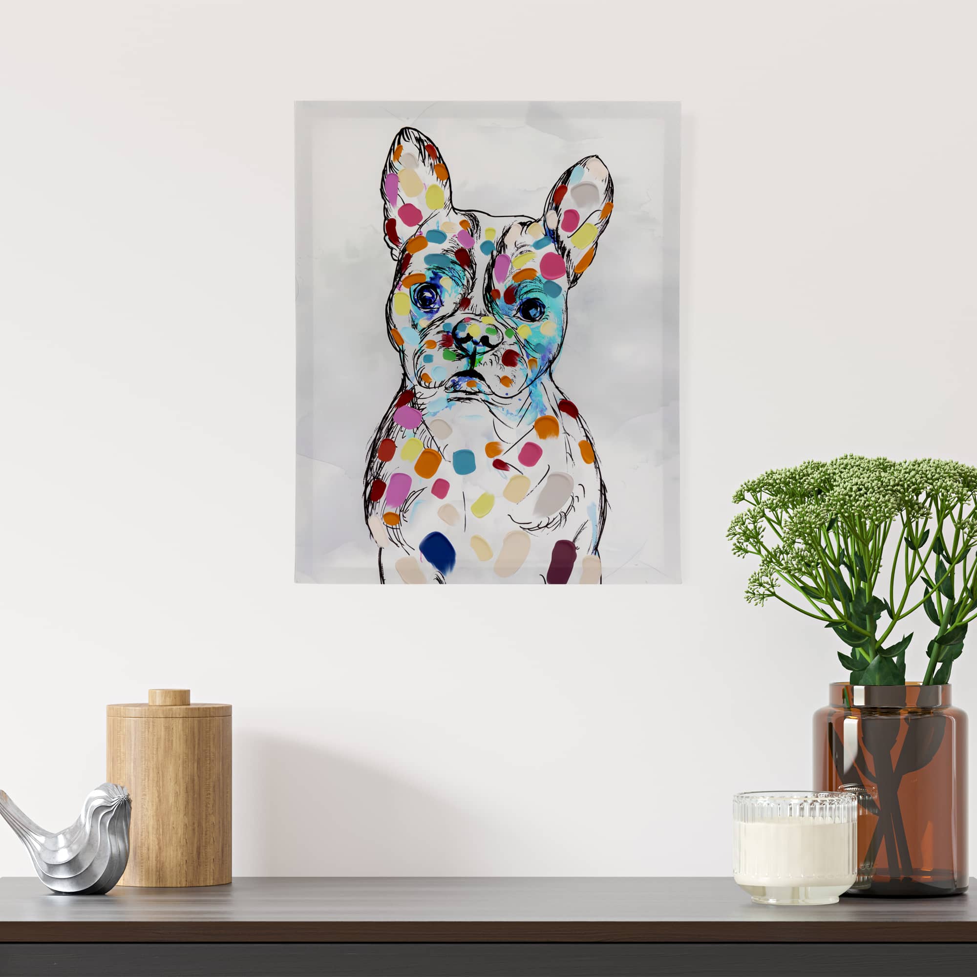 Northlight French Bulldog Watercolor Canvas Wall Art - 19.5 inch x 15. ...