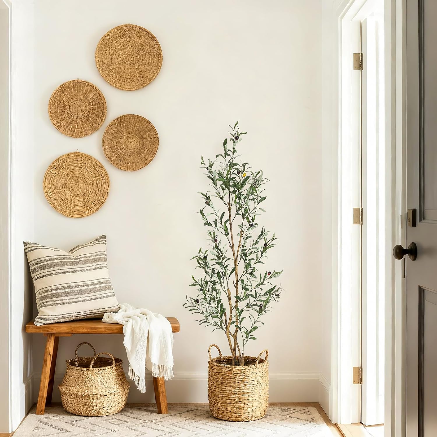 Garvee 4FT Tall Indoor Artificial Olive Trees Faux Olive Tree with ...