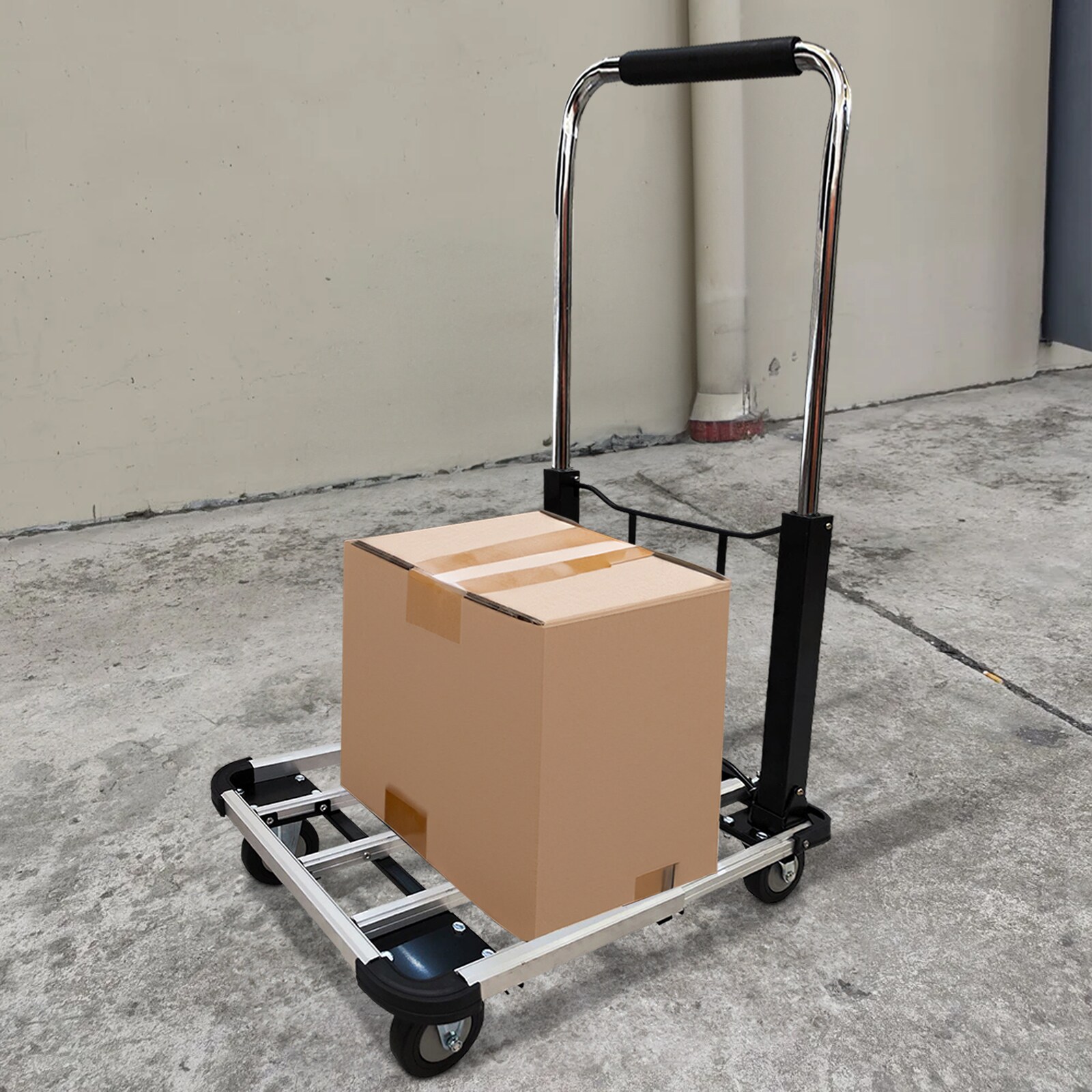 Siavonce Heavy Duty Steel Push Hand Truck with Telescoping Handle, 330 ...