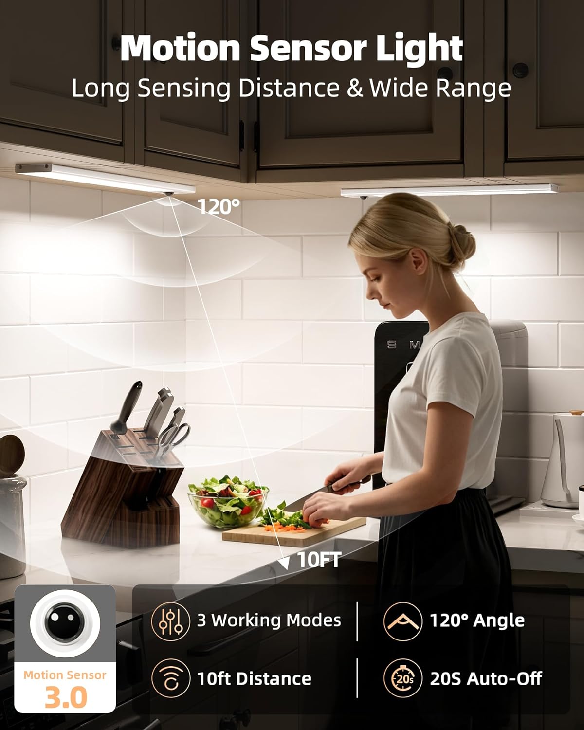 EZVALO 12 inch Under Cabinet Lighting Wireless with Battery Indicator ...