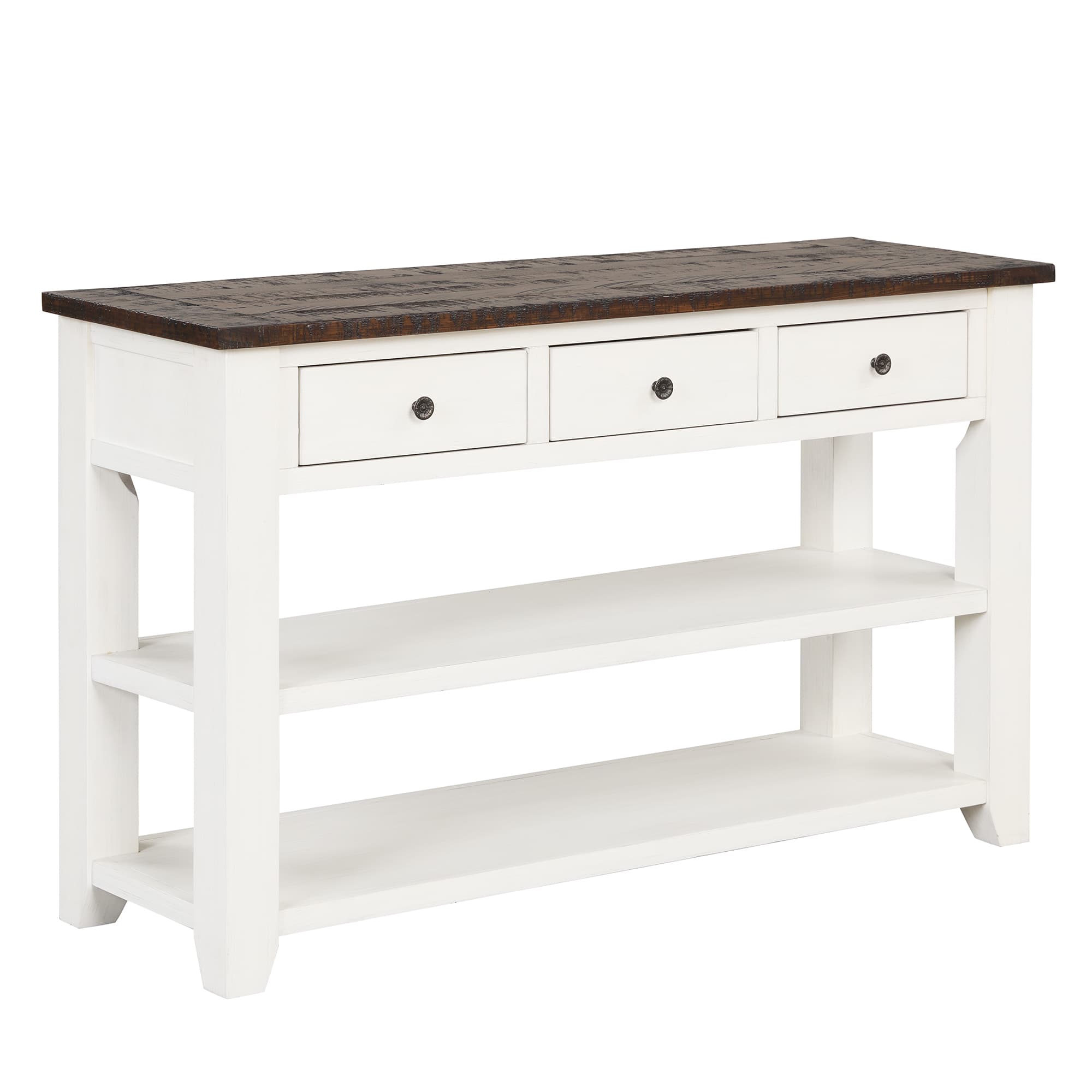 Vynxaria 48in Solid Pine Wood Top Console Table Modern Entryway Sofa ...