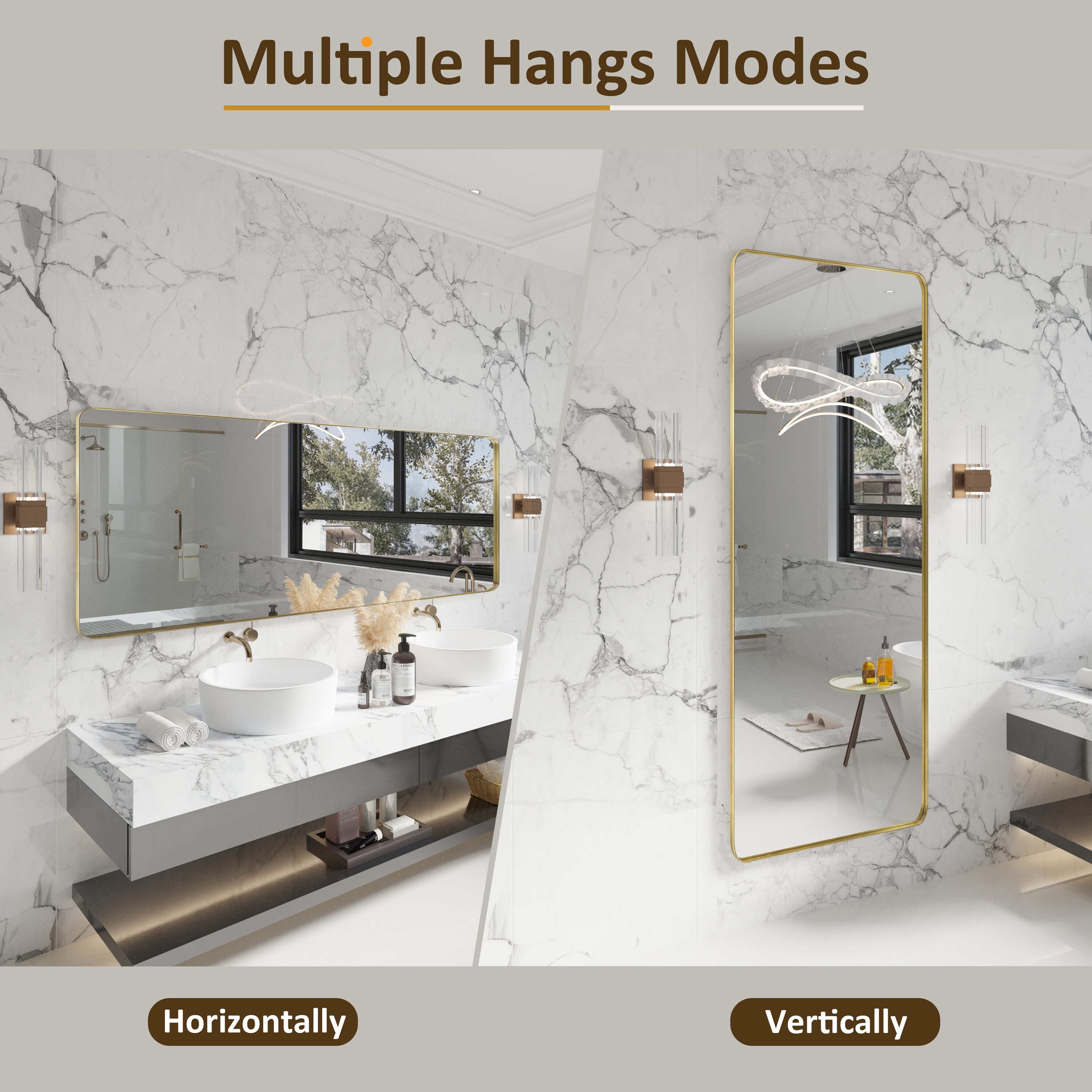 Yulika Ptjz 84-in x 32-in Framed Rectangle Bathroom Vanity Mirror ...