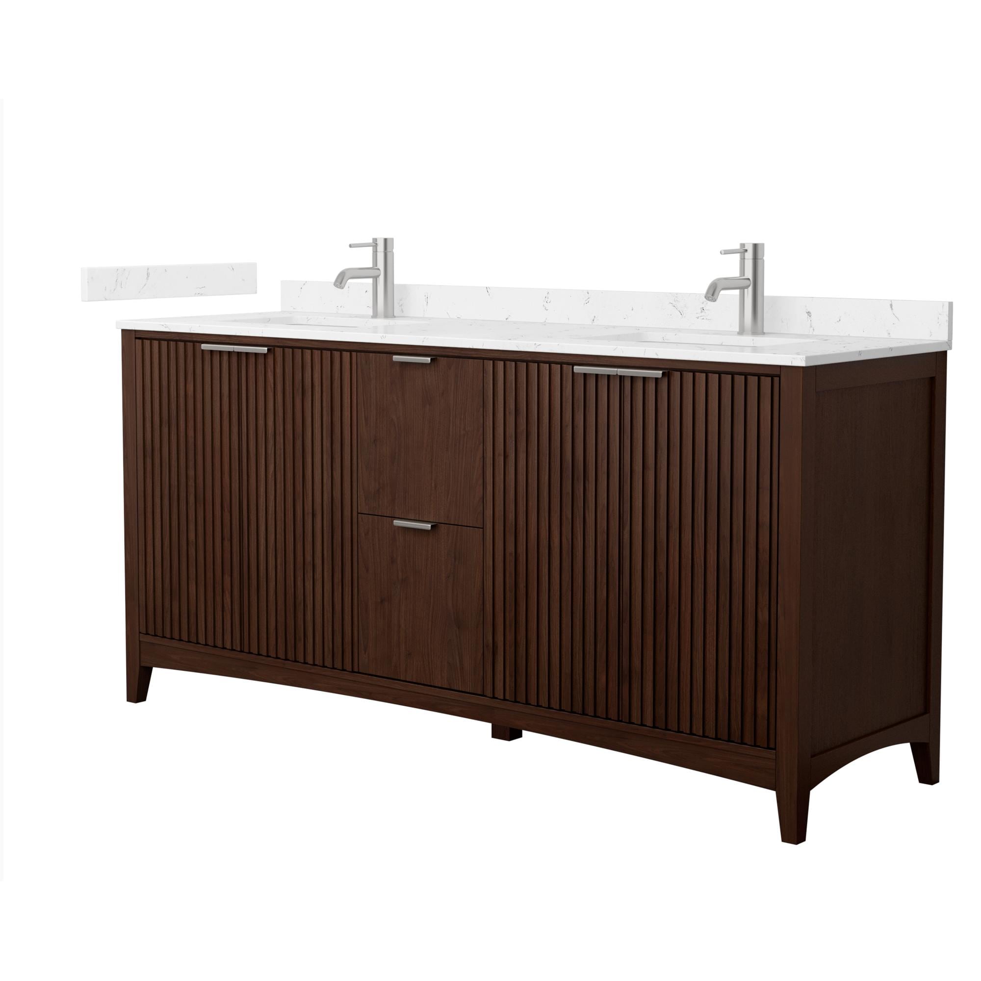 Wyndham Collection Palmilla 72-in Dark Walnut with Brushed Nickel Trim ...
