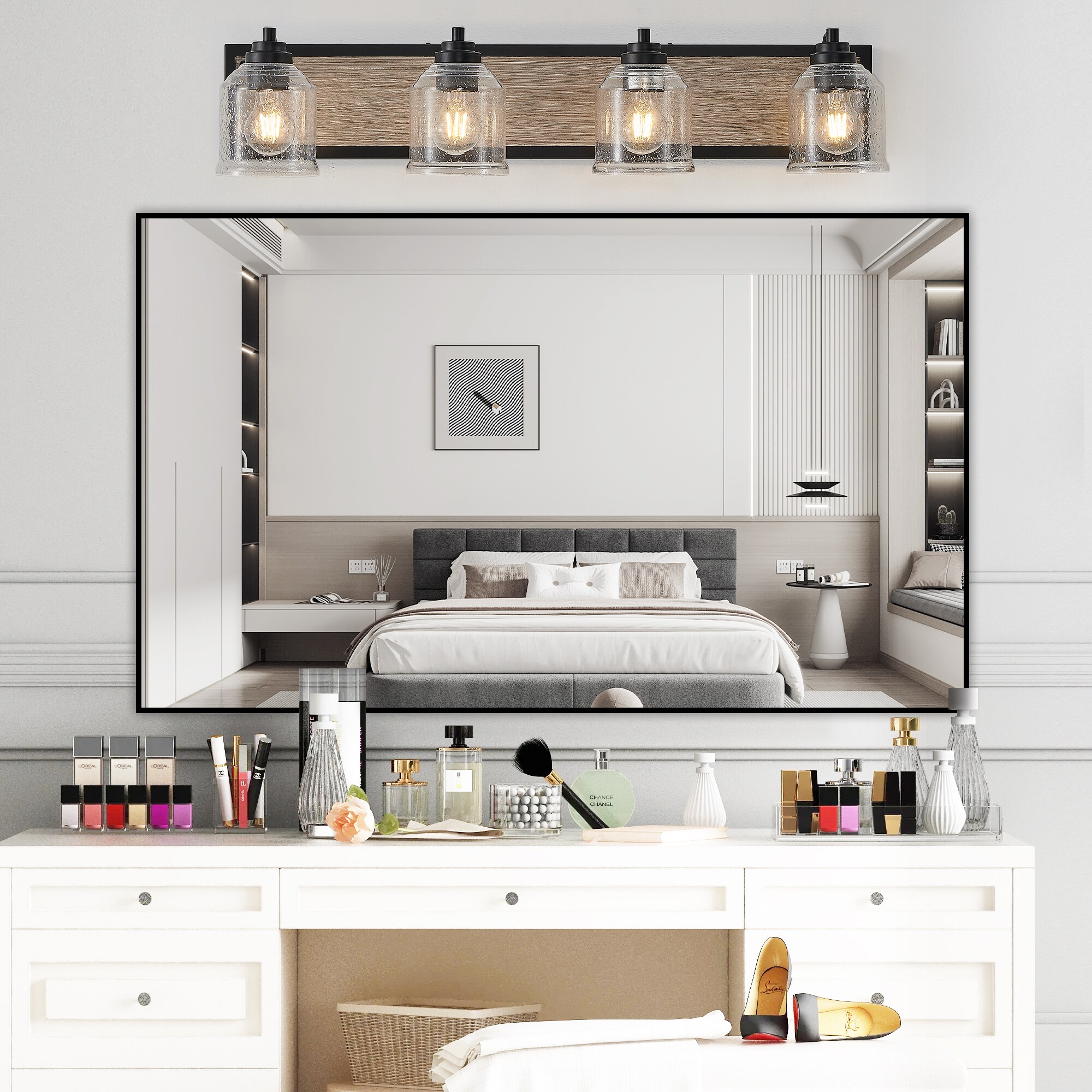 Tatayosi 32 inches Farmhouse Vanity Light Fixture 4-Light Bathroom Wall ...