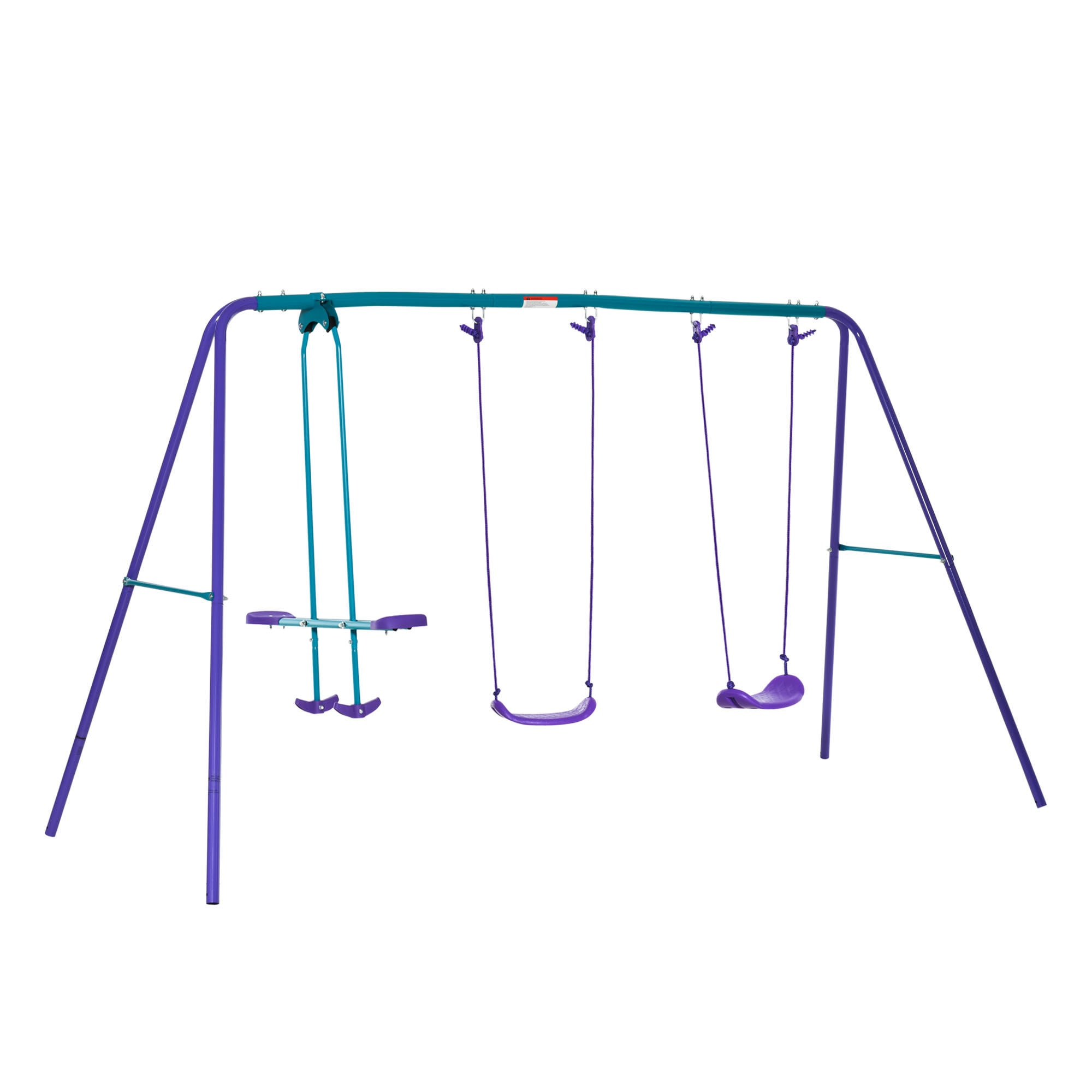 Afoxsos Metal Swing Set Glider Two Adjustable Swings Heavy Duty A Frame ...