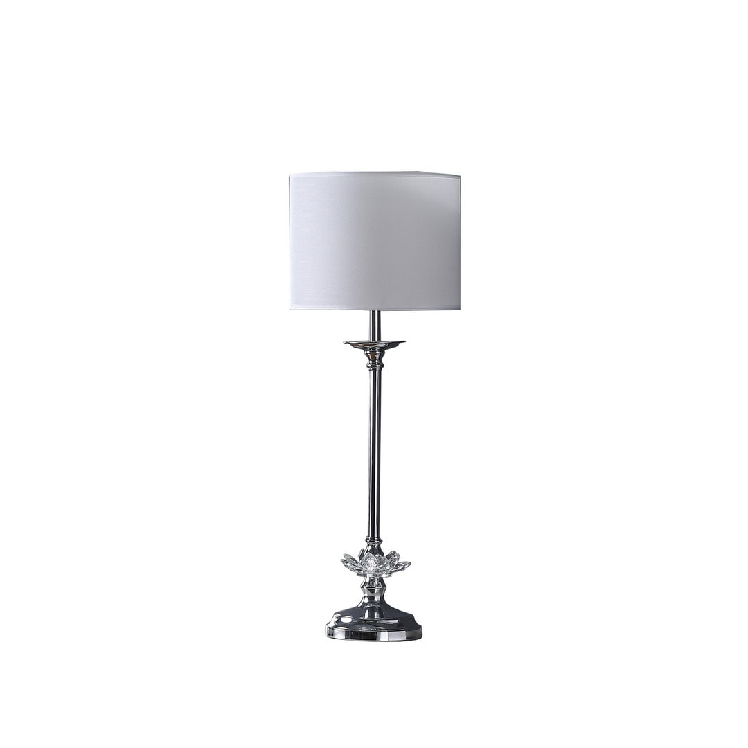 JUSHUA Lighting 25 Inch Height Buffet Crystal Floral Chrome Metal Table ...