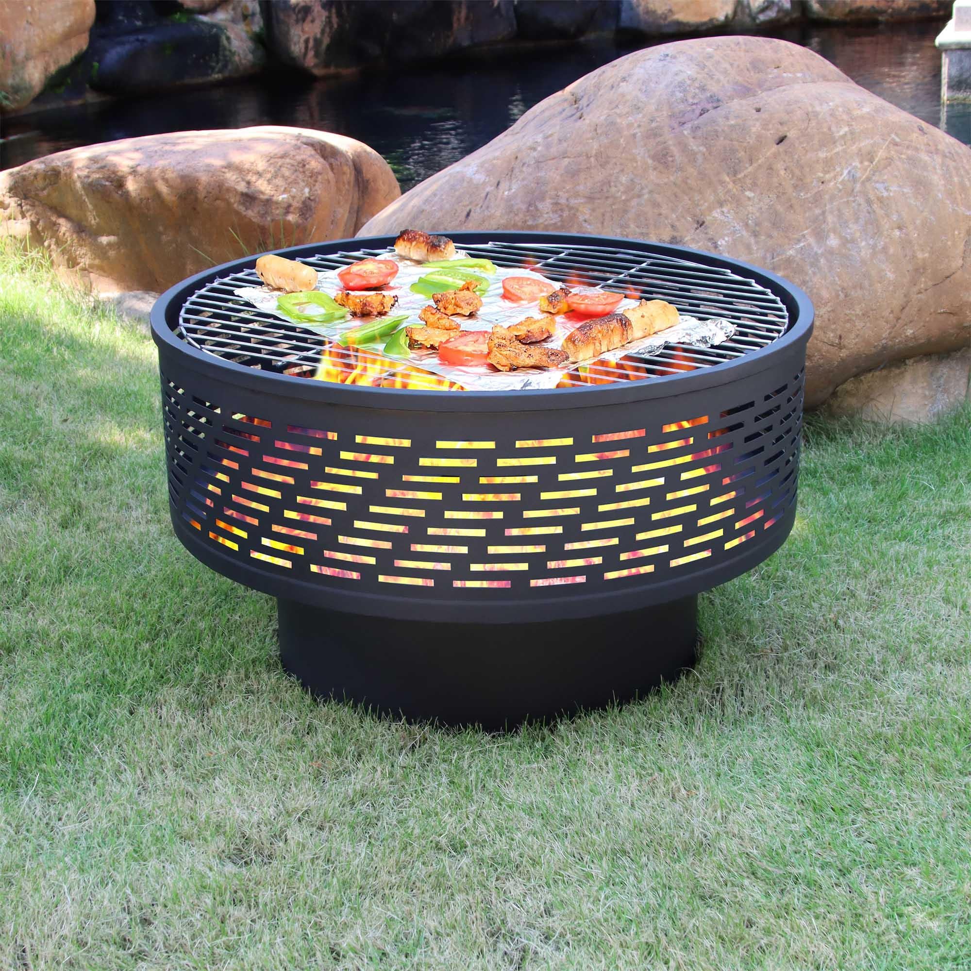 BABOOM Outdoor Wood-Burning Fire Pits 26-in W Black Steel Wood-Burning ...