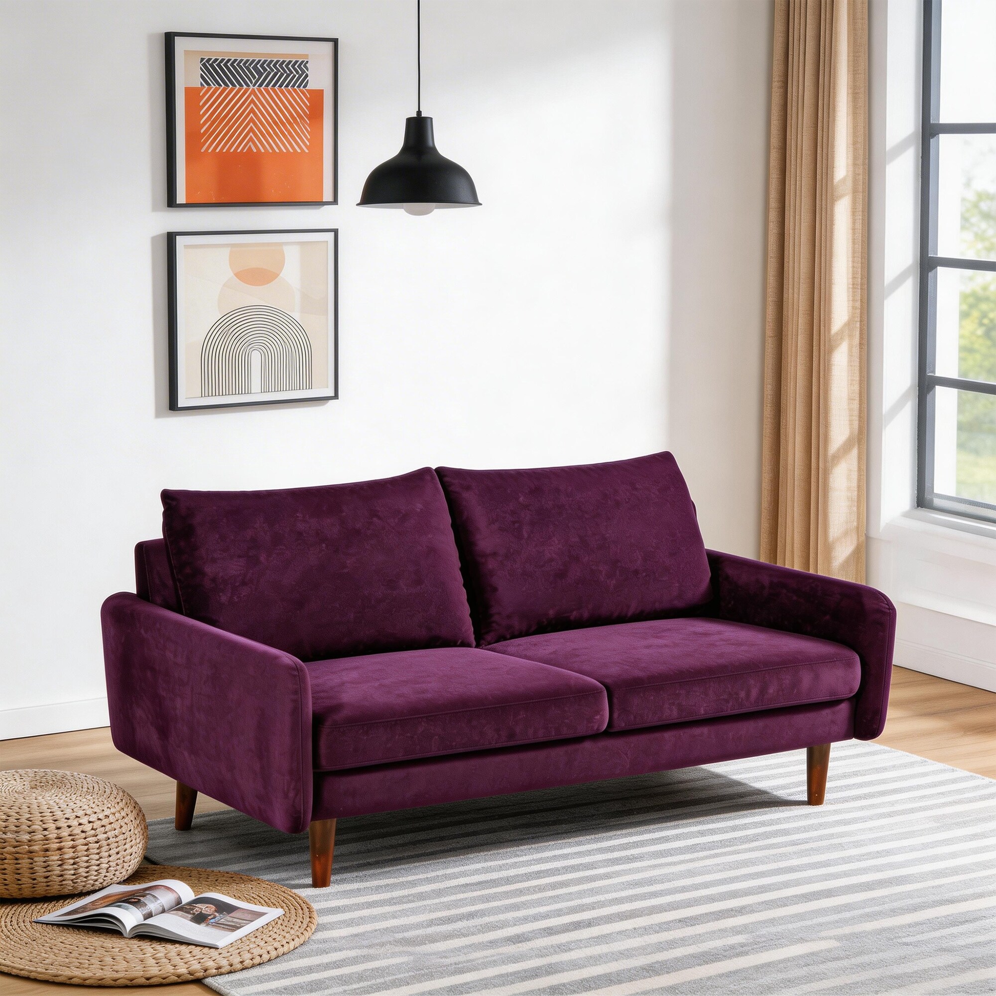 IHOMEadore Small Space Couch Set 70-in W Casual Purple 6-seater Sofa in ...