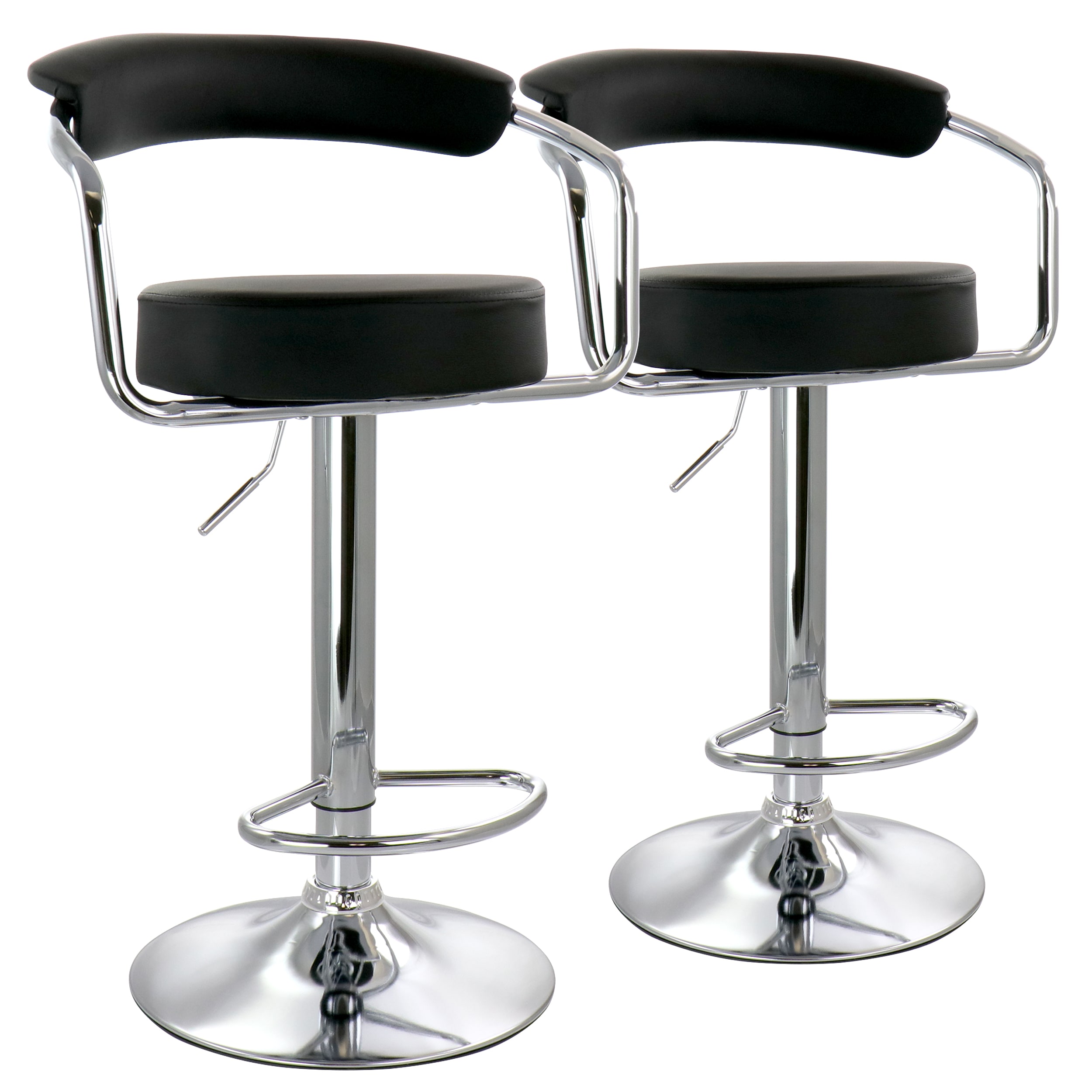 Elama 2 Piece Faux Leather Retro Adjustable Bar Stool in Black with ...