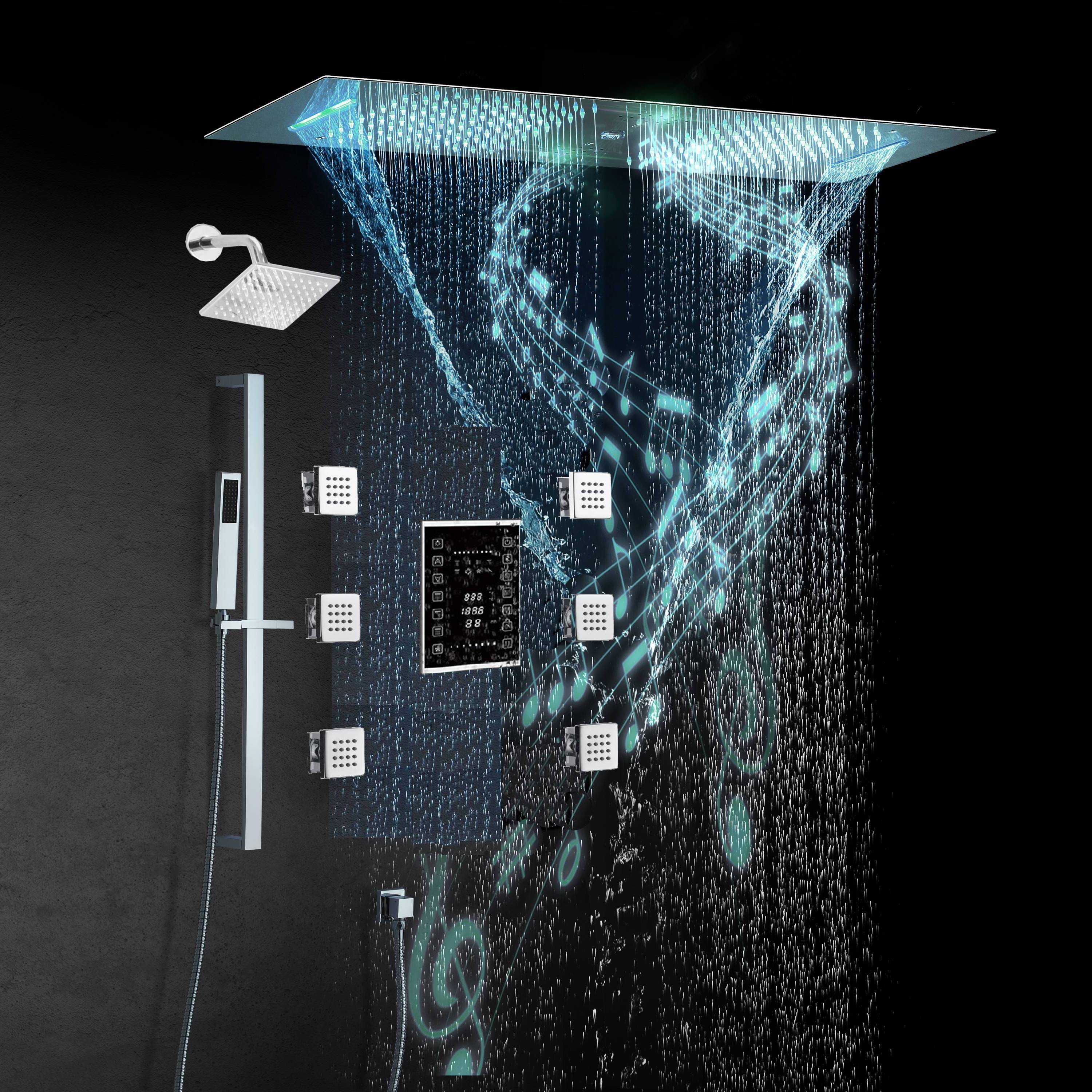 Wonderland America Chrome 35 Inch Bluetooth Music LED Shower System ...