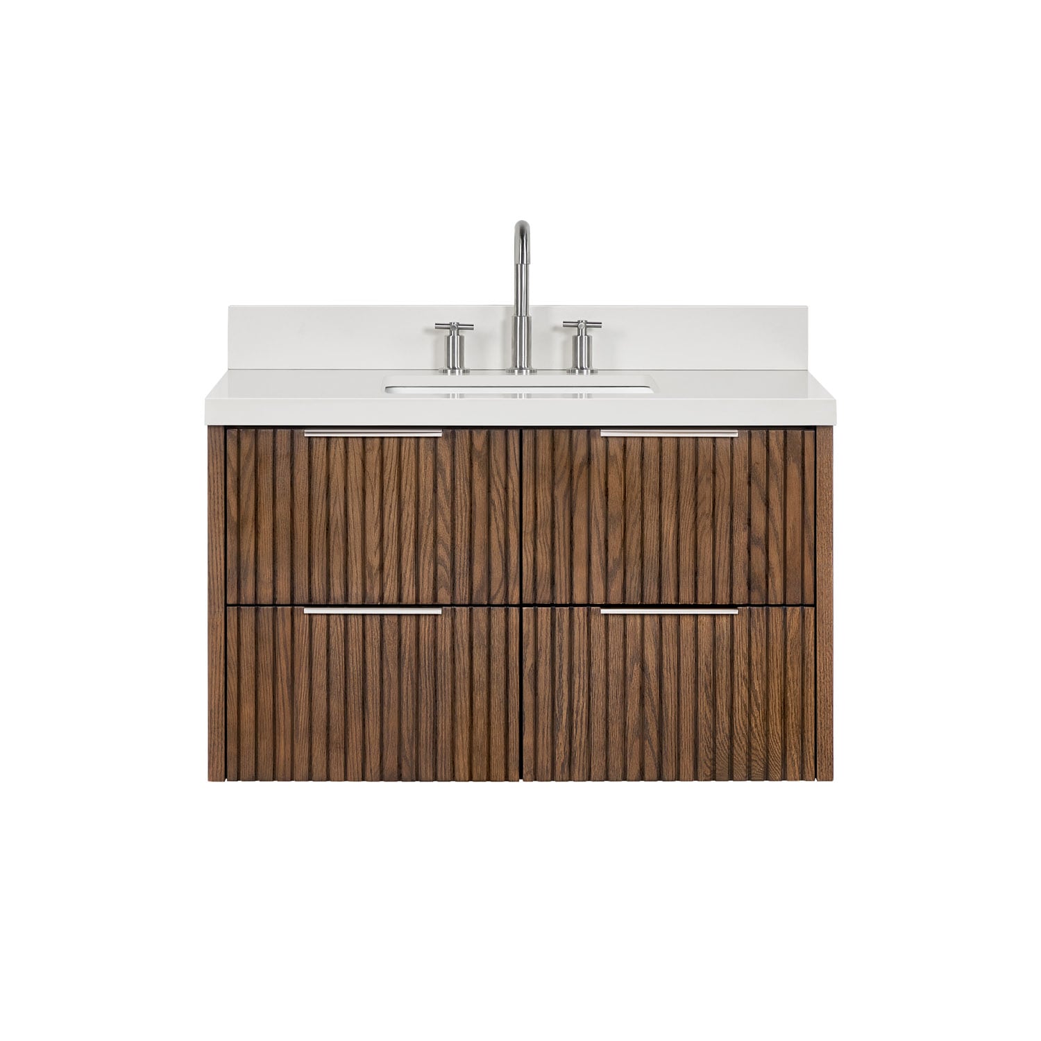 ARIEL Lucia 36-in Brown Oak Undermount Single Sink Floating Bathroom ...
