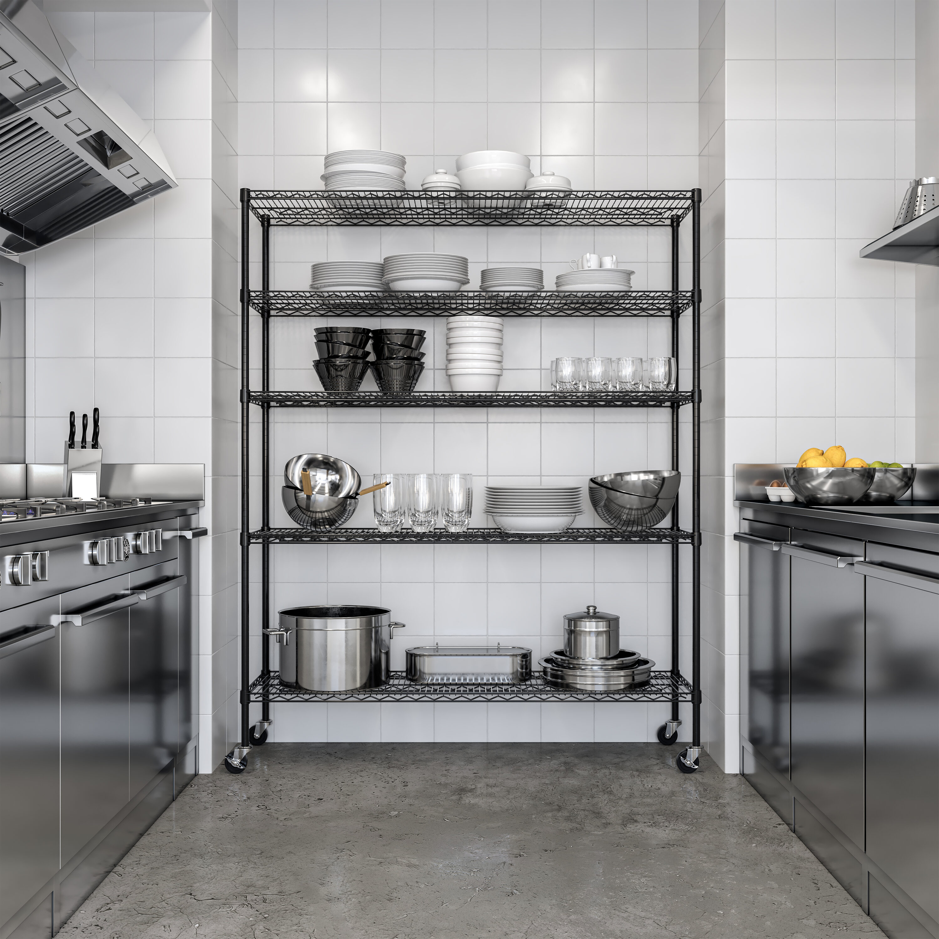 Seville Classics Steel Heavy Duty 5-Tier Utility Shelving Unit (60-in W ...