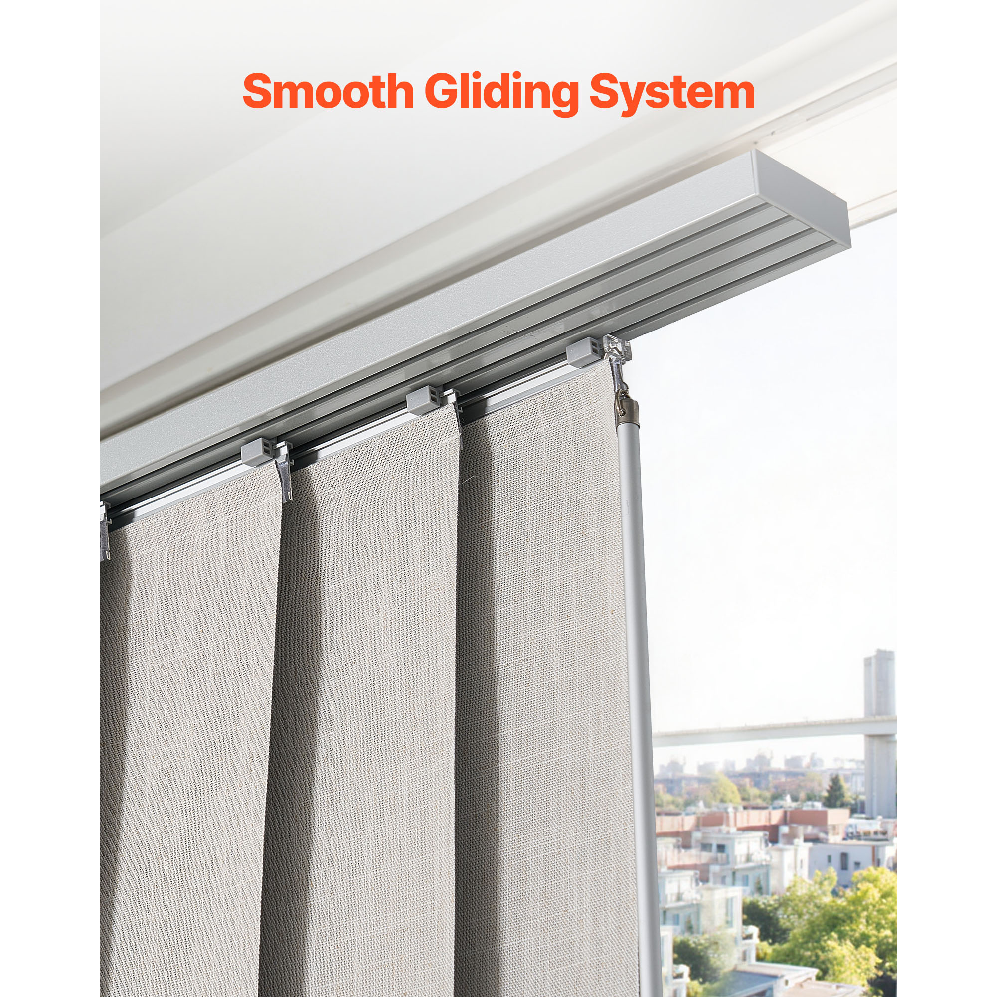 VEVOR Panel Track Blinds Extendable Track from 45.8 in to 86 in W ...