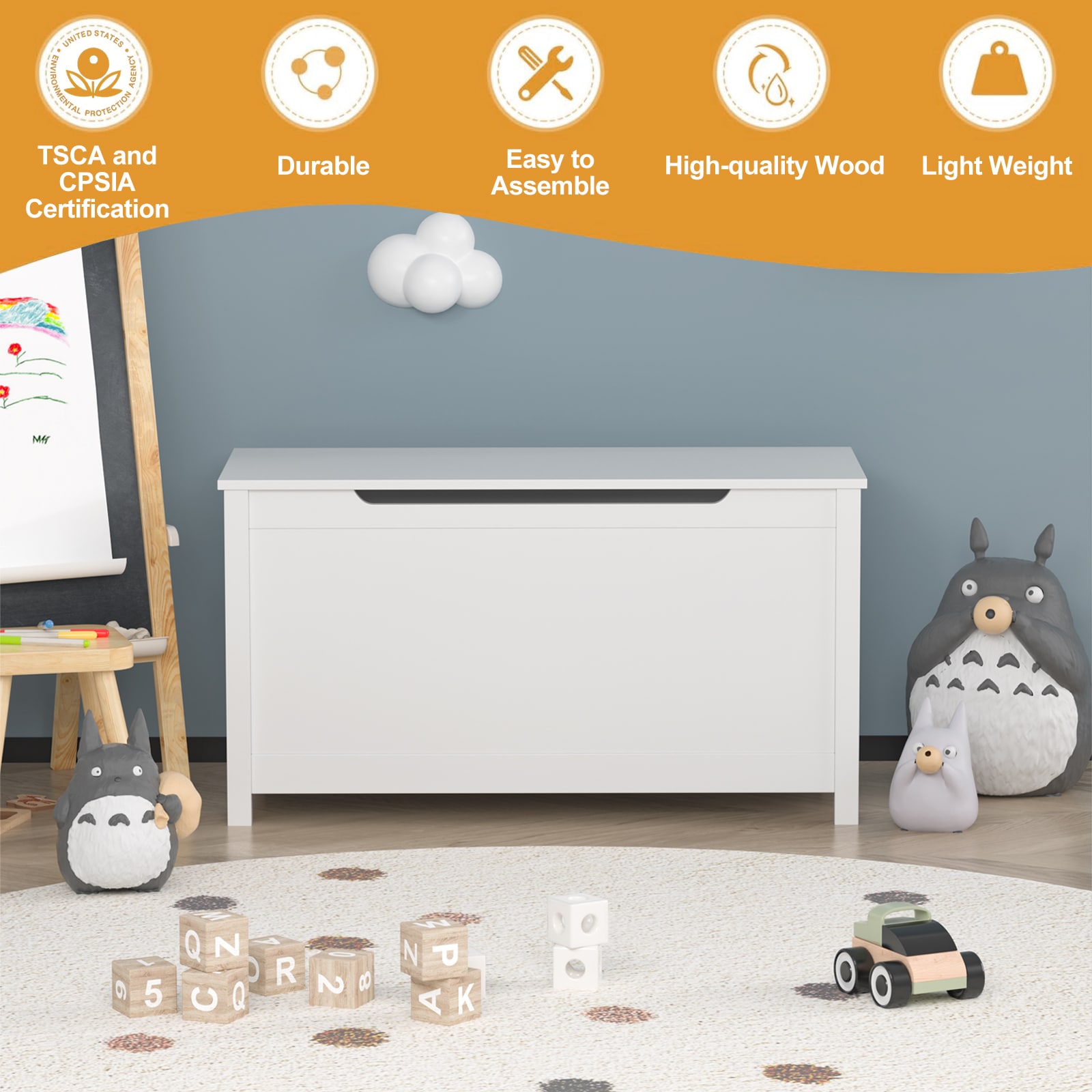 Flynama White Rectangular Toy Box L-35863 at Lowes.com