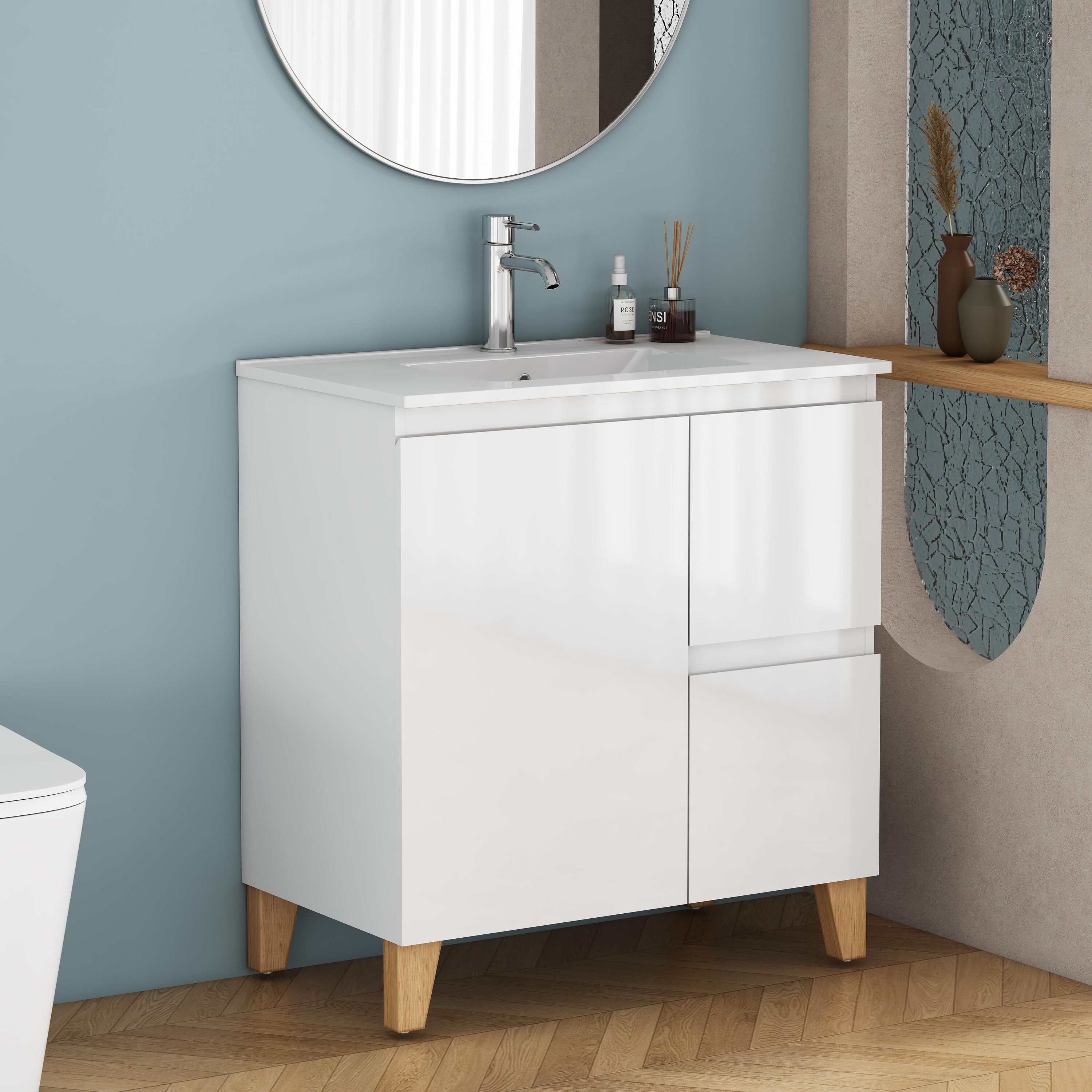 LUXEYARD 32 Inch Modern Bathroom Vanity With Sink Combo Cabinet With 1 ...