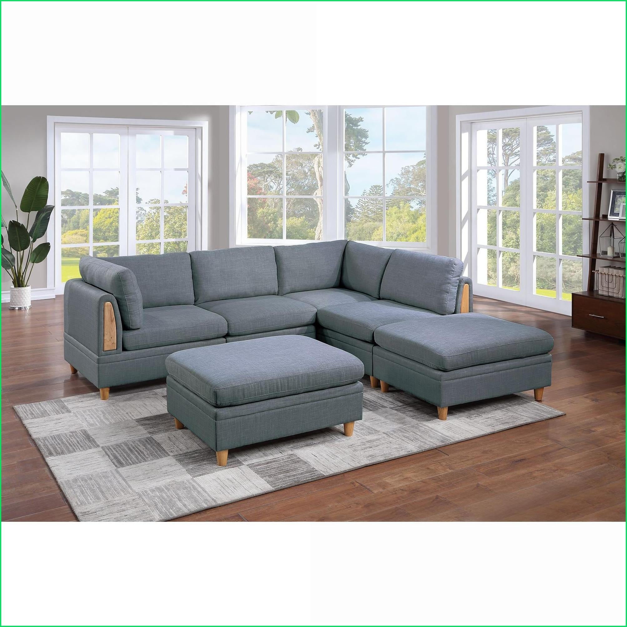 Watnature Sectional Sofas 6pc Contemporary Modular Charcoal Gray Fabric ...