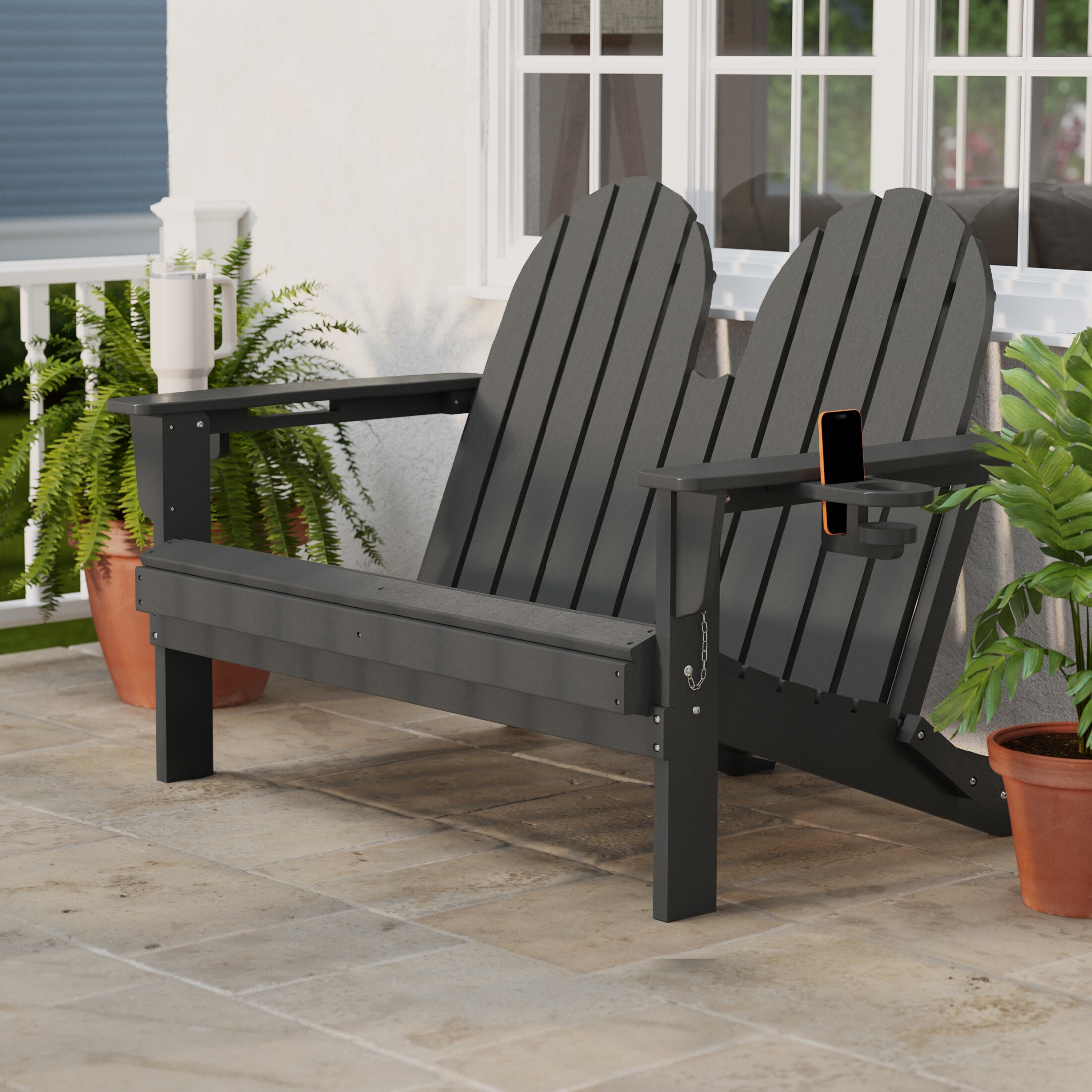 Costaelm Savannah 49 Inch Outdoor Patio HDPE Adirondack Folding Garden ...