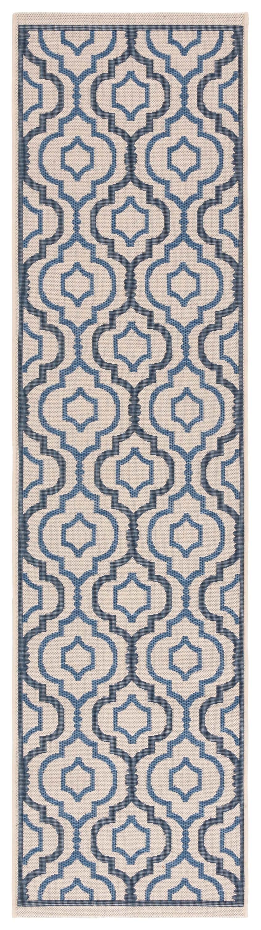 Safavieh Courtyard 7938-25812 Beige Navy W/Blue Weft 2 x 8 Rectangular ...