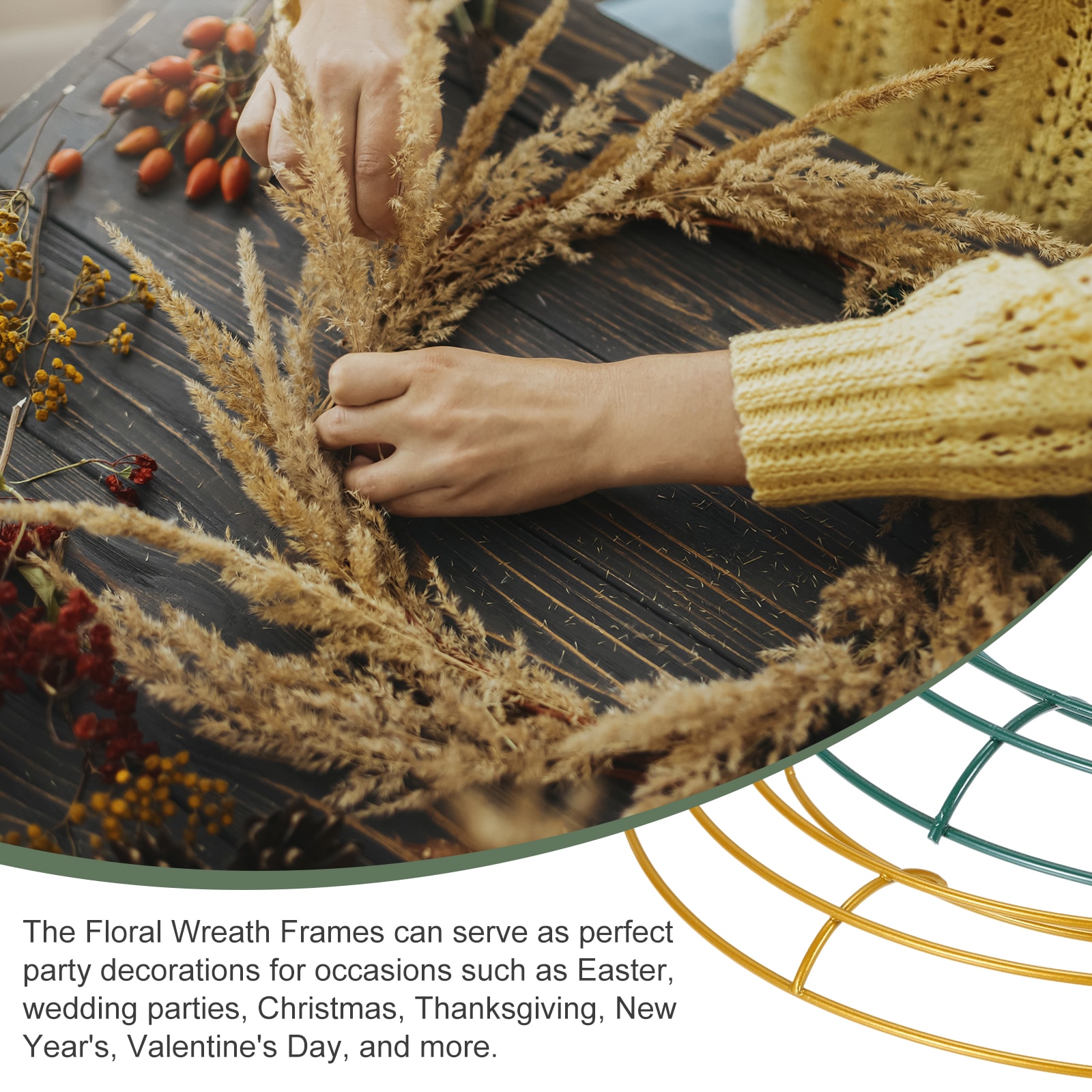 Unique Bargains 2pcs 10 Inch Wire Wreath Frames Metal Round Wire Frame ...