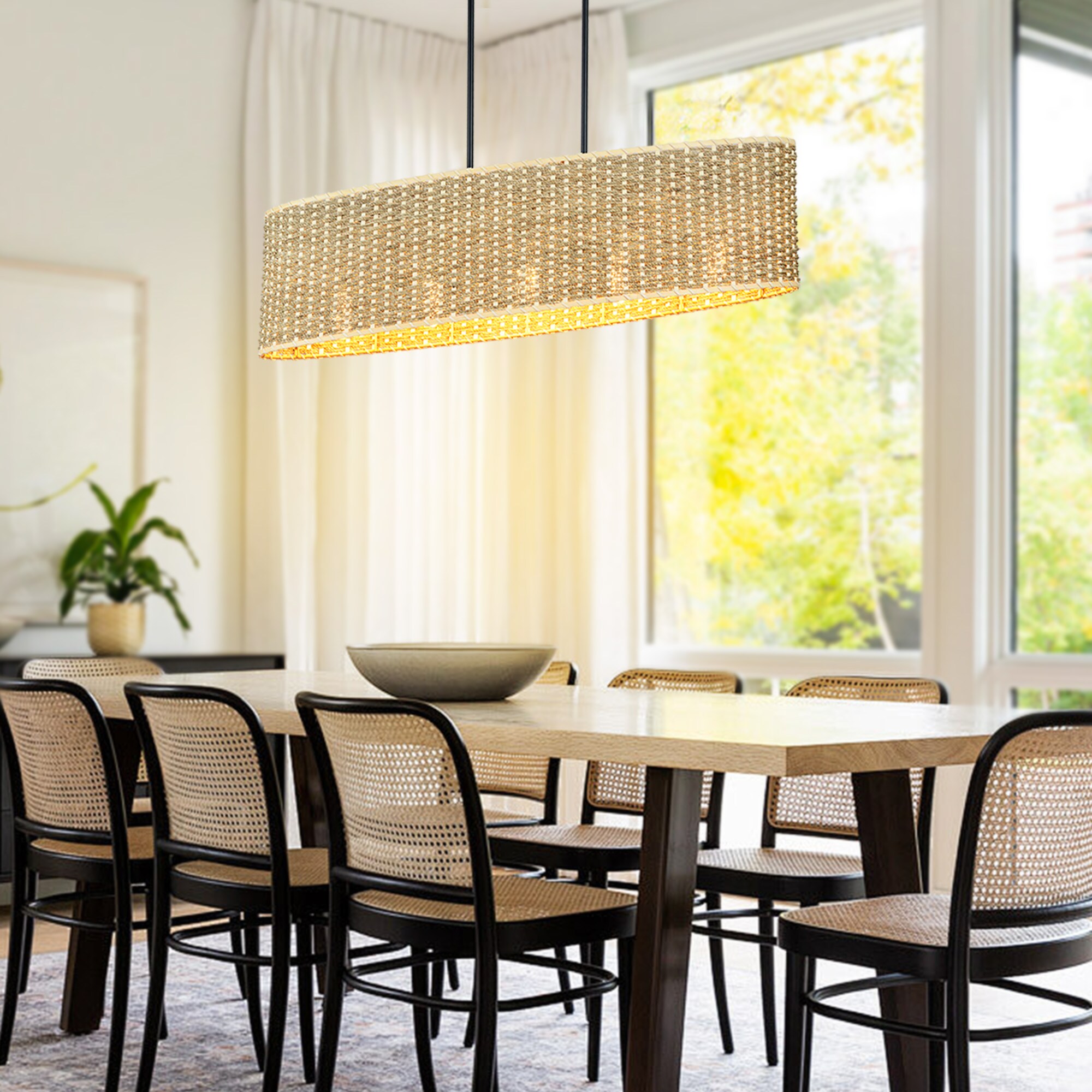 Prime Ray Orion 5 -Light Matte Black Rattan Metal Chandelier in the ...