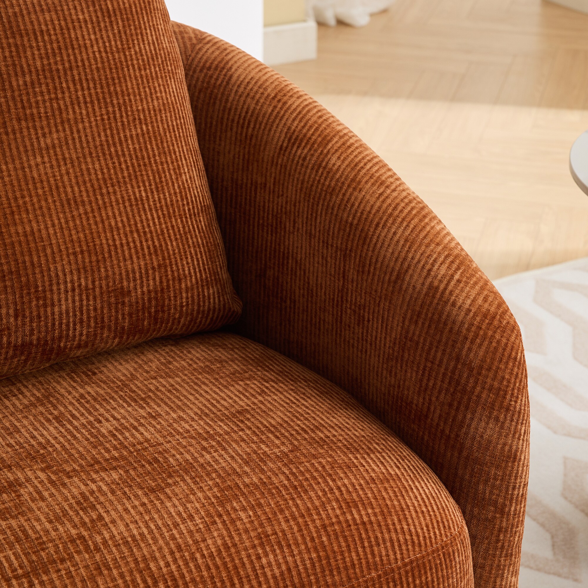 Aortzio Modern Caramel Chenille Swivel Barrel Chair HM-W1050-CARAMEL at ...