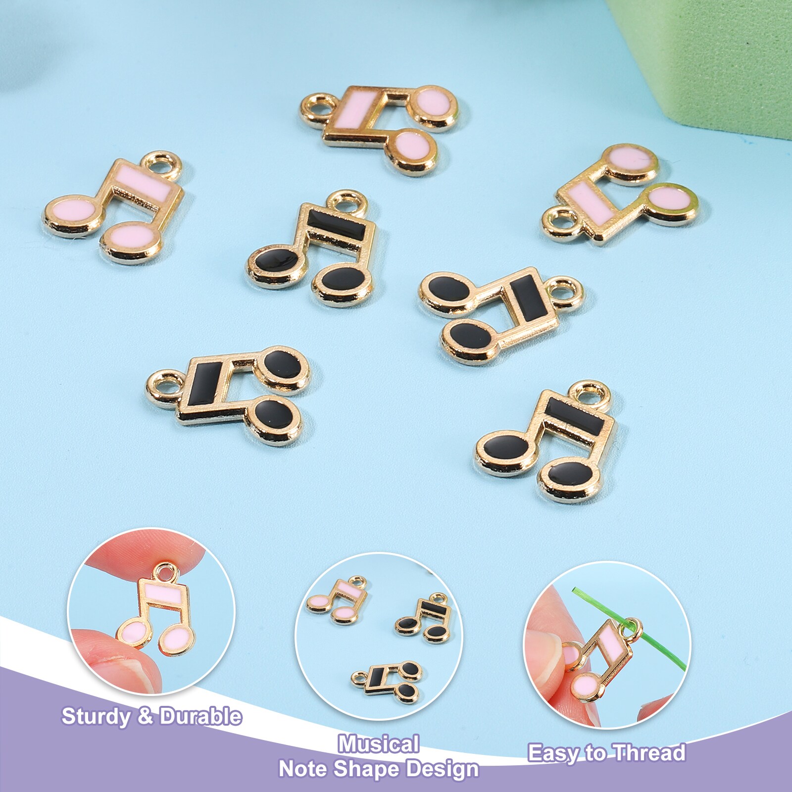 Unique Bargains 20pcs Enamel Music Charm 14x11mm Musical Note Charm ...