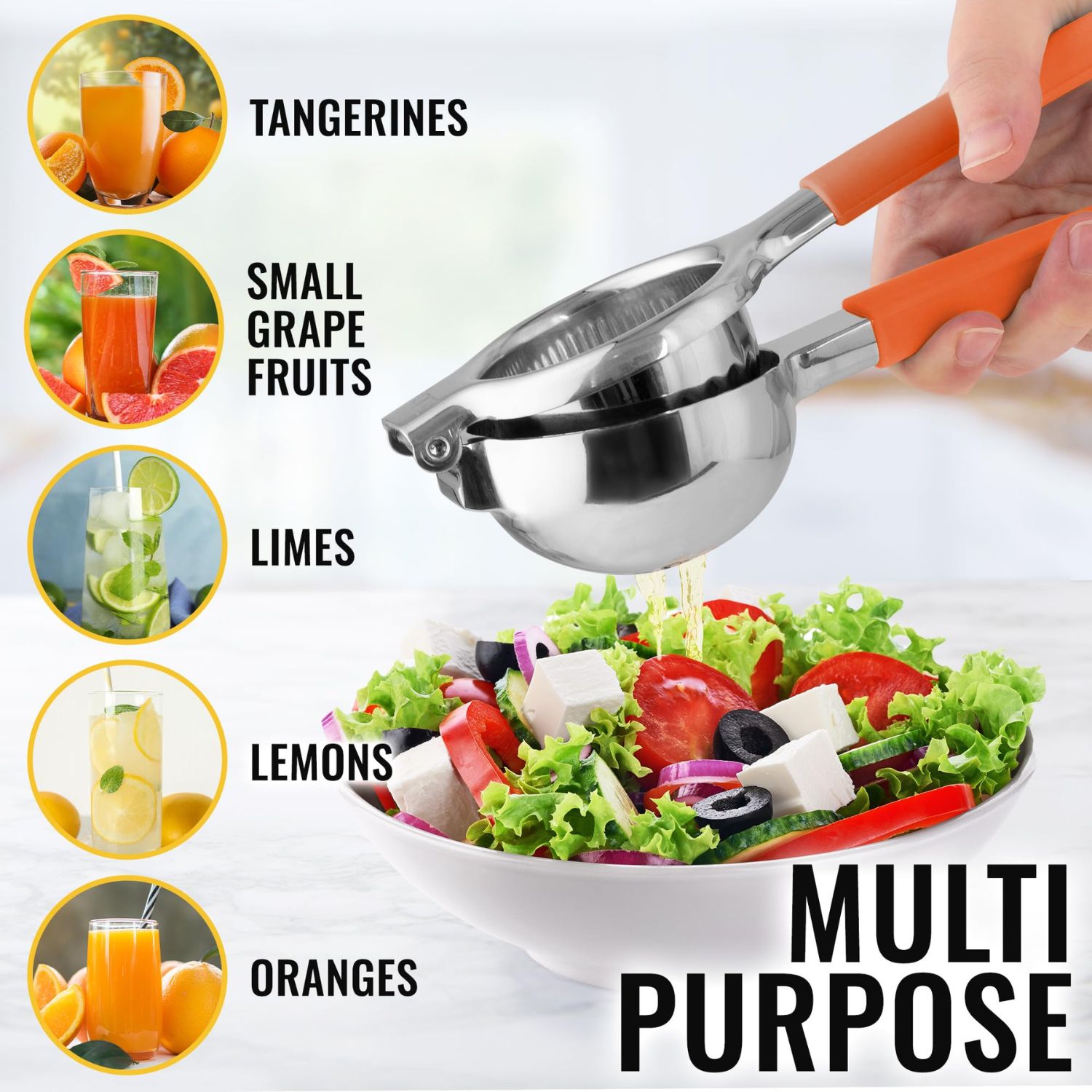 Zulay Kitchen Heavy Duty Stainless Steel Lemon Squeezer Manual Citrus ...