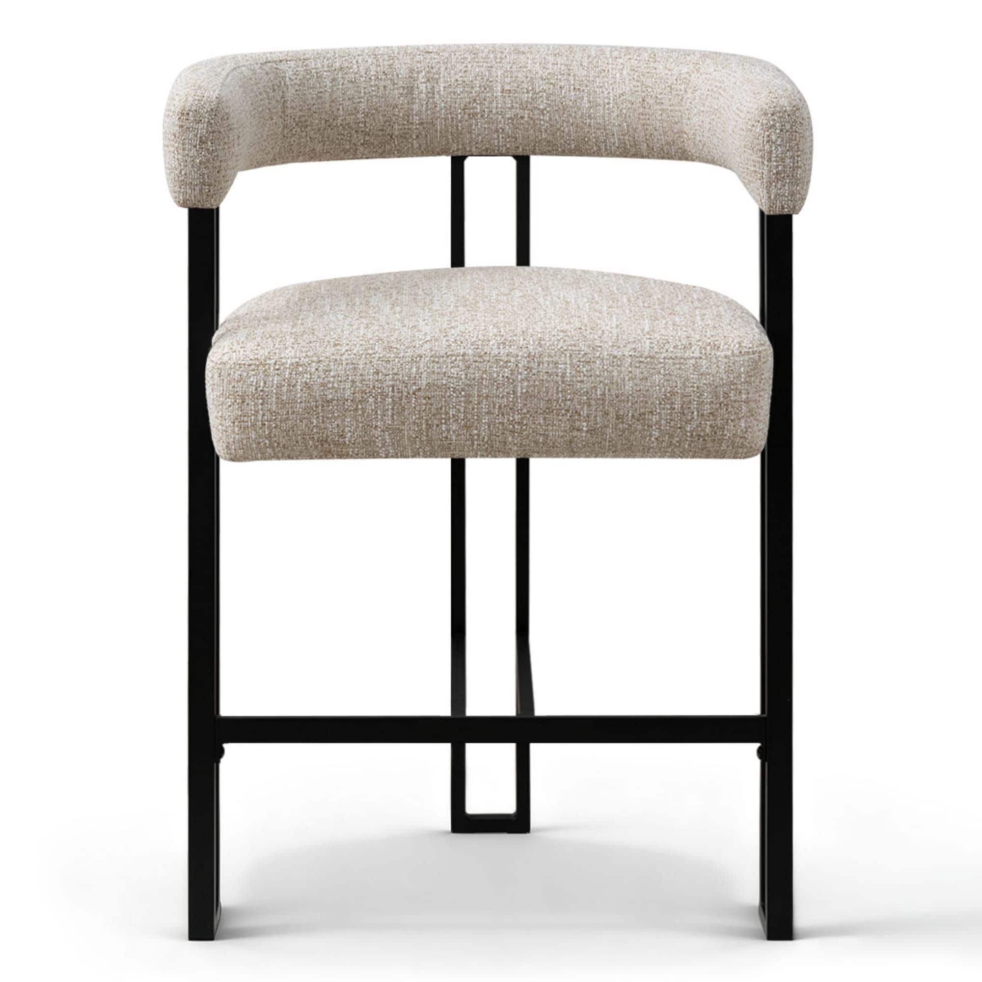 Maison Boucle Set of 2 Oatmeal Counter Height Bar Stools with Barrel ...
