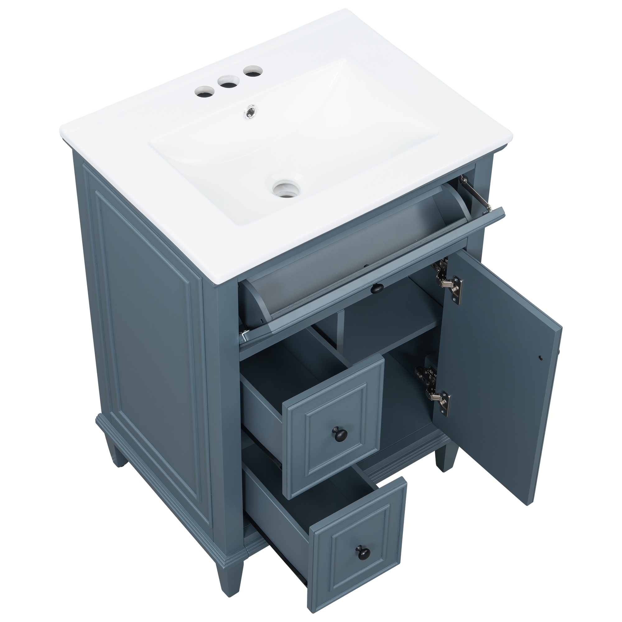 Aortzio Unassembled 24-in Blue Undermount Single Sink Bathroom Vanity ...
