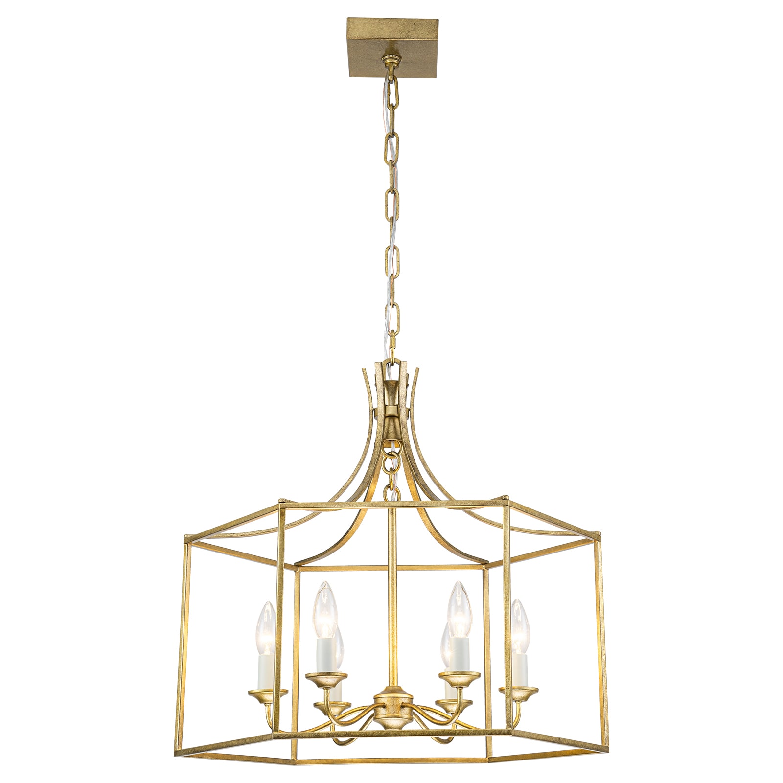 MENCOLULU Candle Style Gold Geometric Cage Chandeliers 6 -Light Gold ...