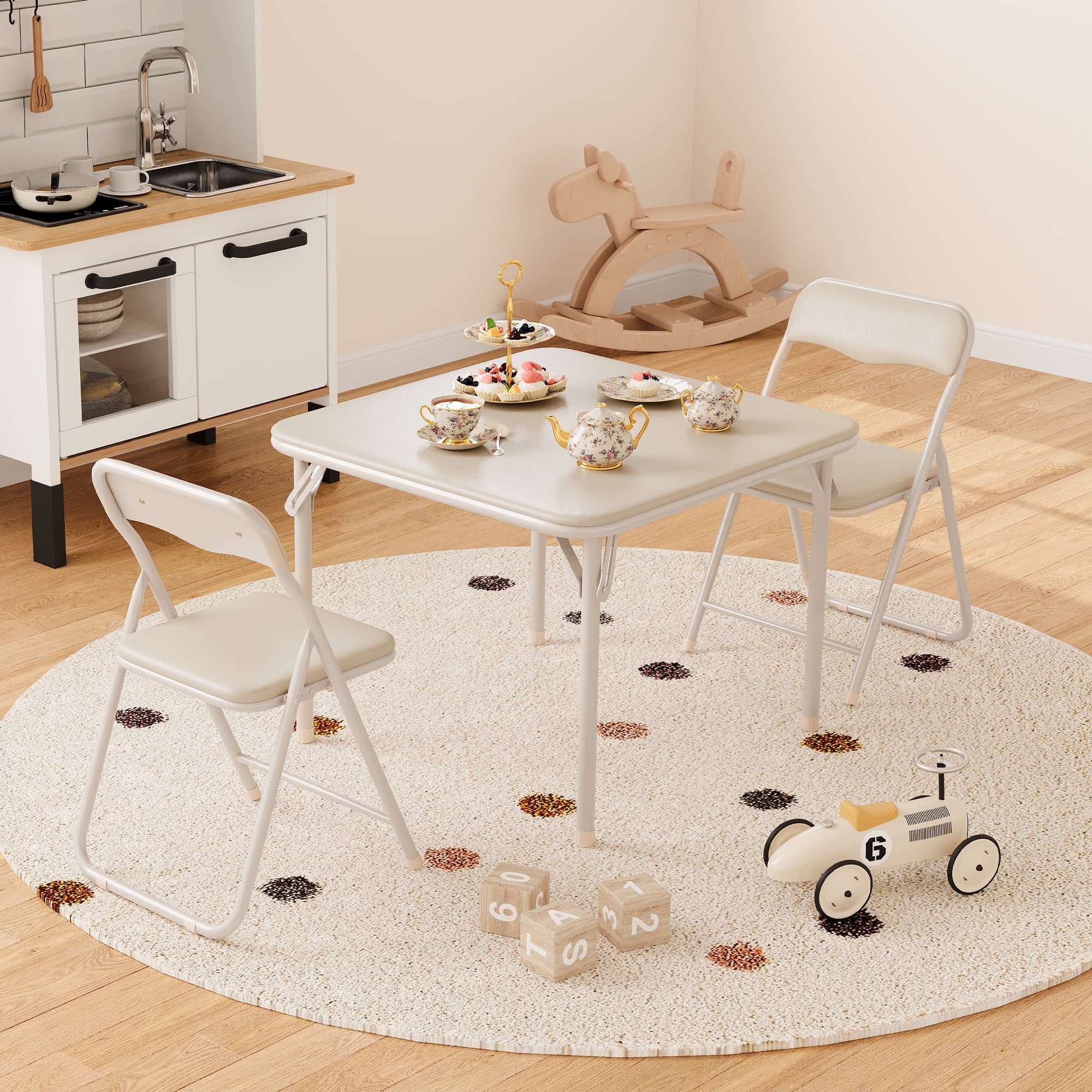 Garvee 3-Piece Activity Table and Chair Set- Stylish Beige Design ...