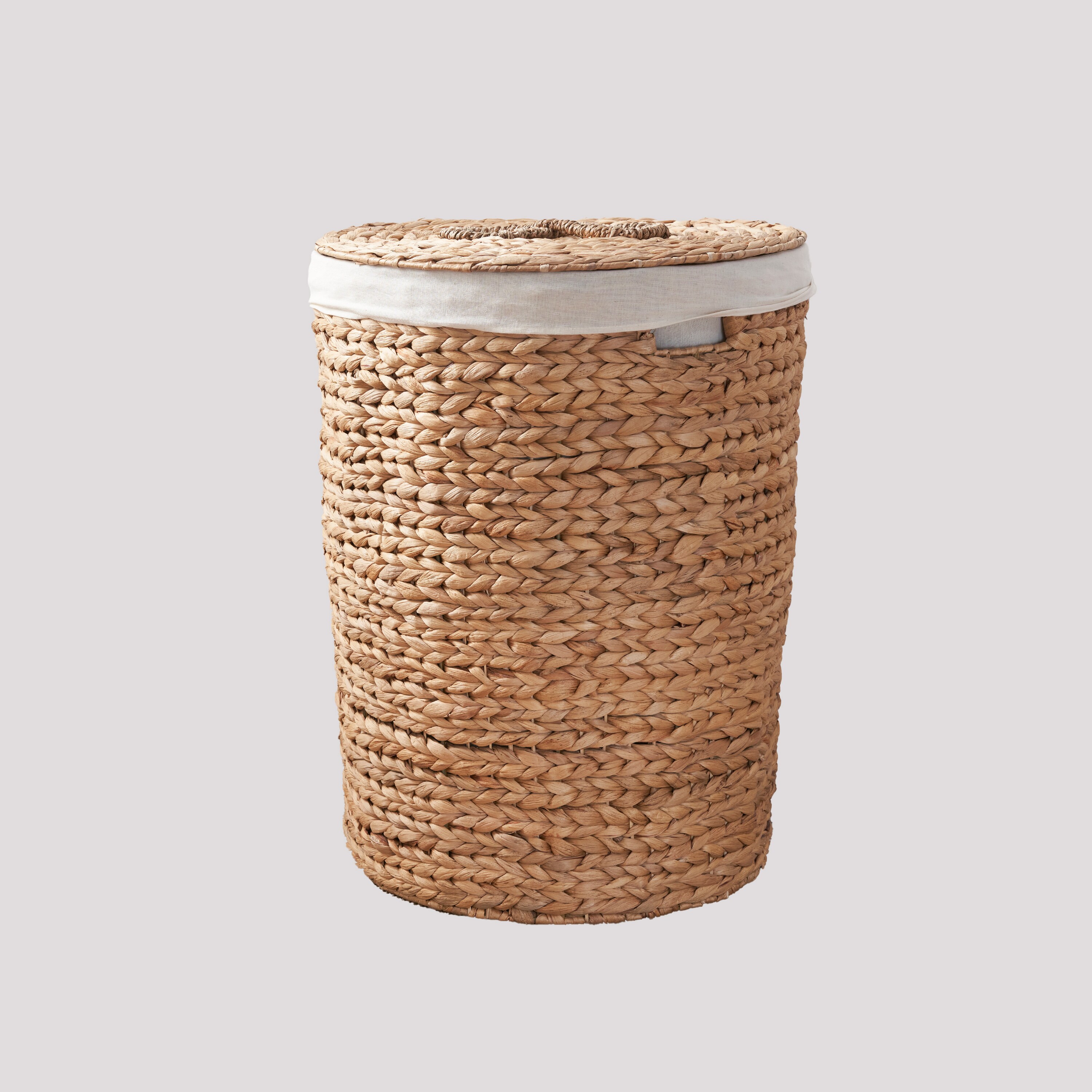 OIAHOMY Round Tall Water Hyacinth Woven Wicker Laundry Hamper with Lid ...