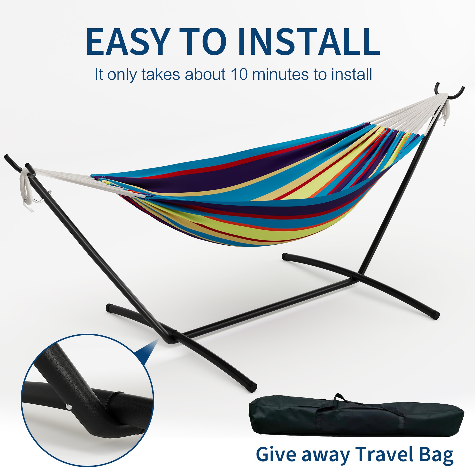 GarveeLife Single Hammock with Stand Heavy Duty 450 lbs Capacity ...