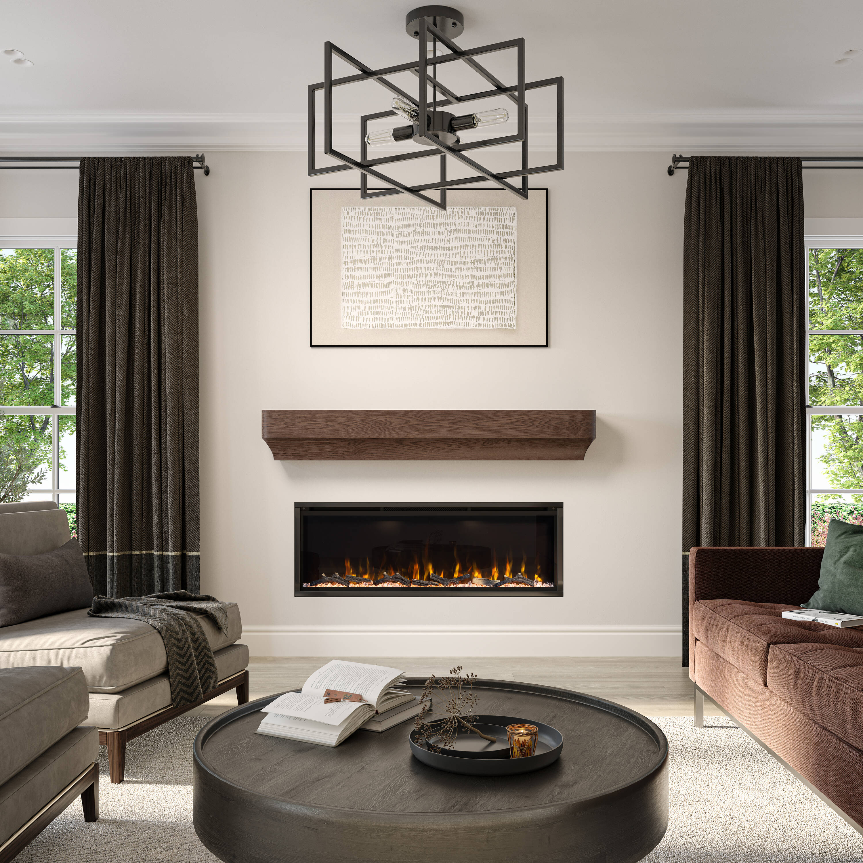 Modern Ember Modern Ember 48-in Forma Wood Fireplace Mantel Shelf with ...