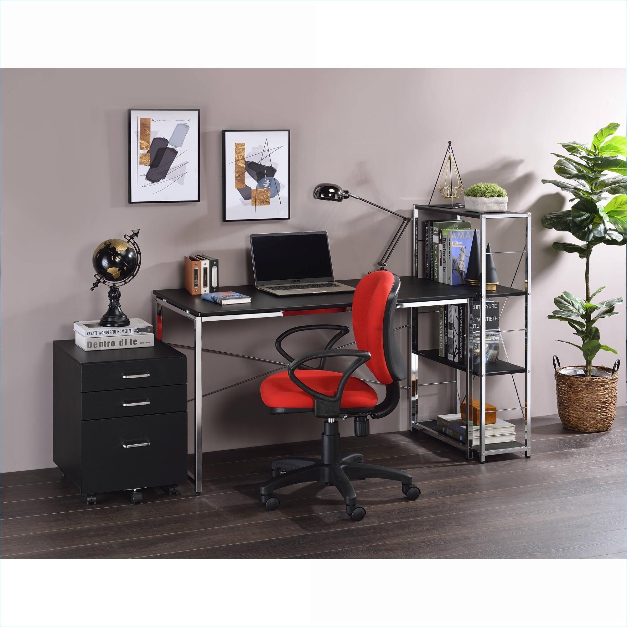 Watnature Modern Rectangular Writing Desk Compact Classic Black Wood ...