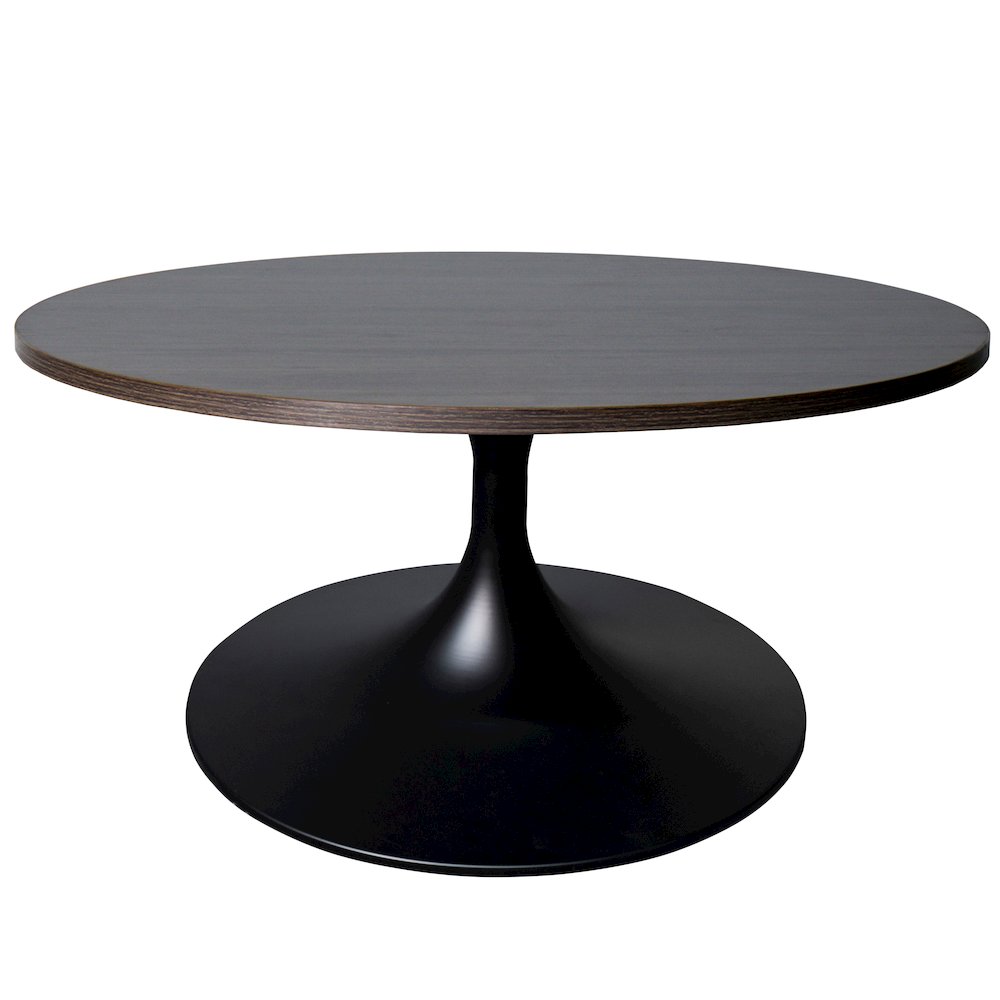 Leisuremod Verve Coffee Table Black base with 27 round Dark Brown Wood ...