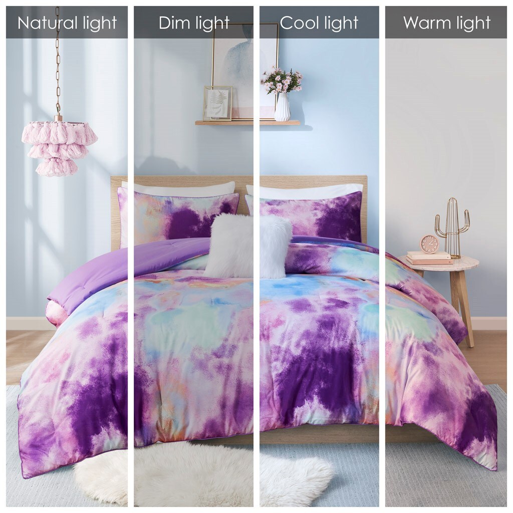 Tinyhomie Full/Queen Watercolor Tie Dye Printed Comforter Set with ...
