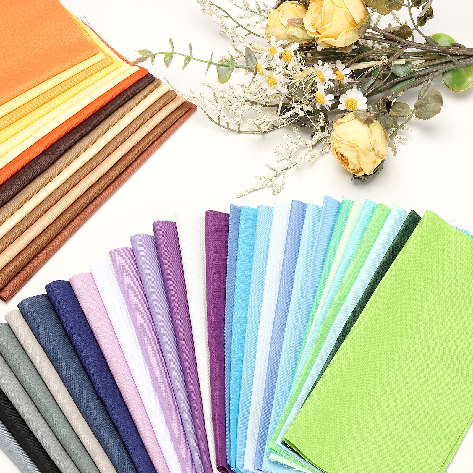 PATIKIL Cotton Fabric Bundles 14pcs 10 x 10 Inch Fat Quarter Solid ...