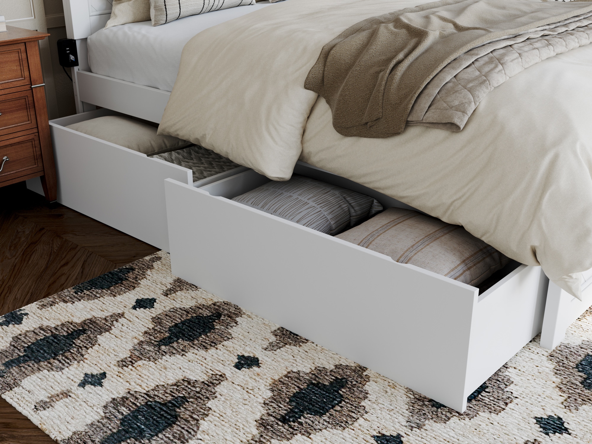 AFI Furnishings 2-Drawers White Rolling Wood Storage Underbed Drawer 12 ...