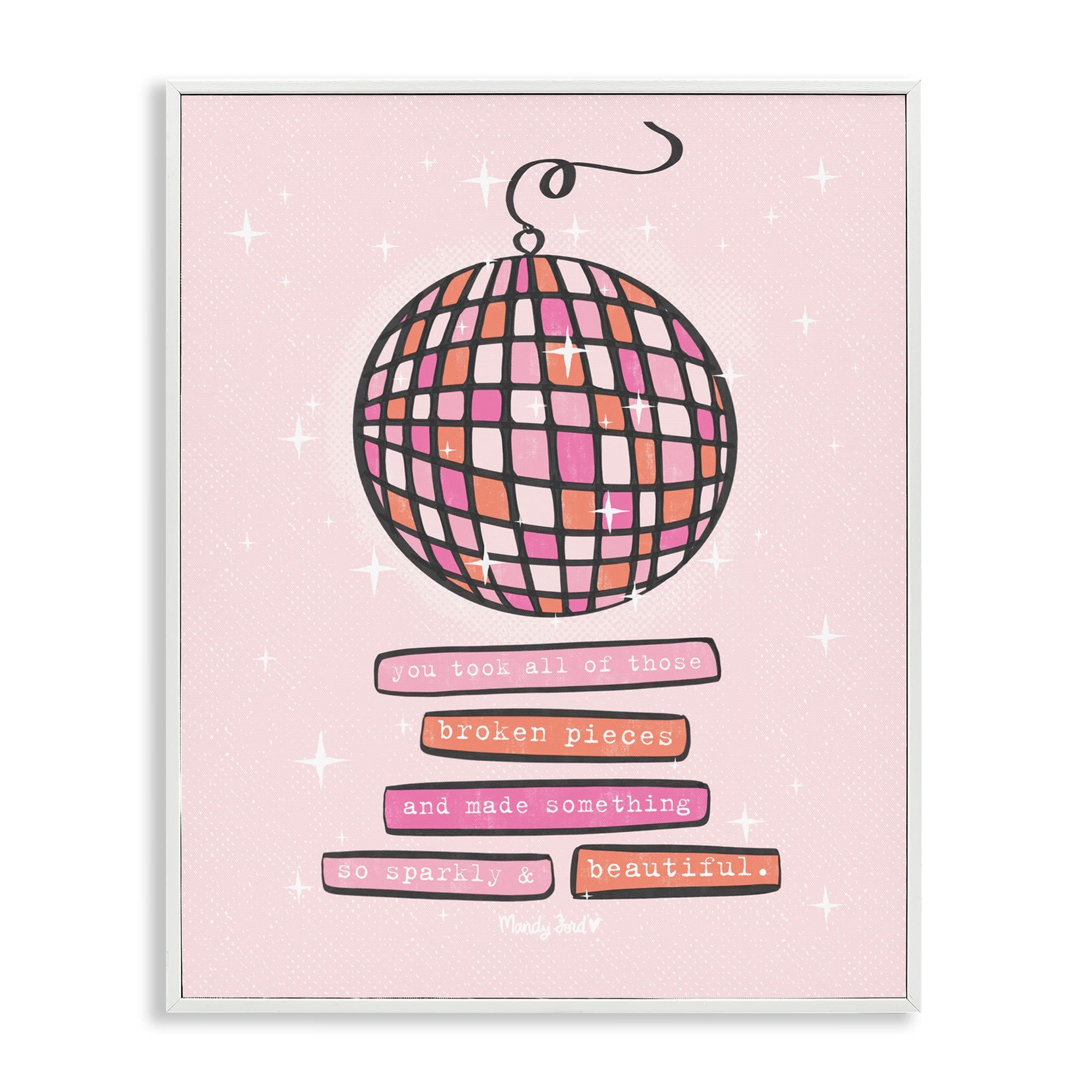 Stupell Industries Sparkly and Beautiful Inspirational White Framed ...