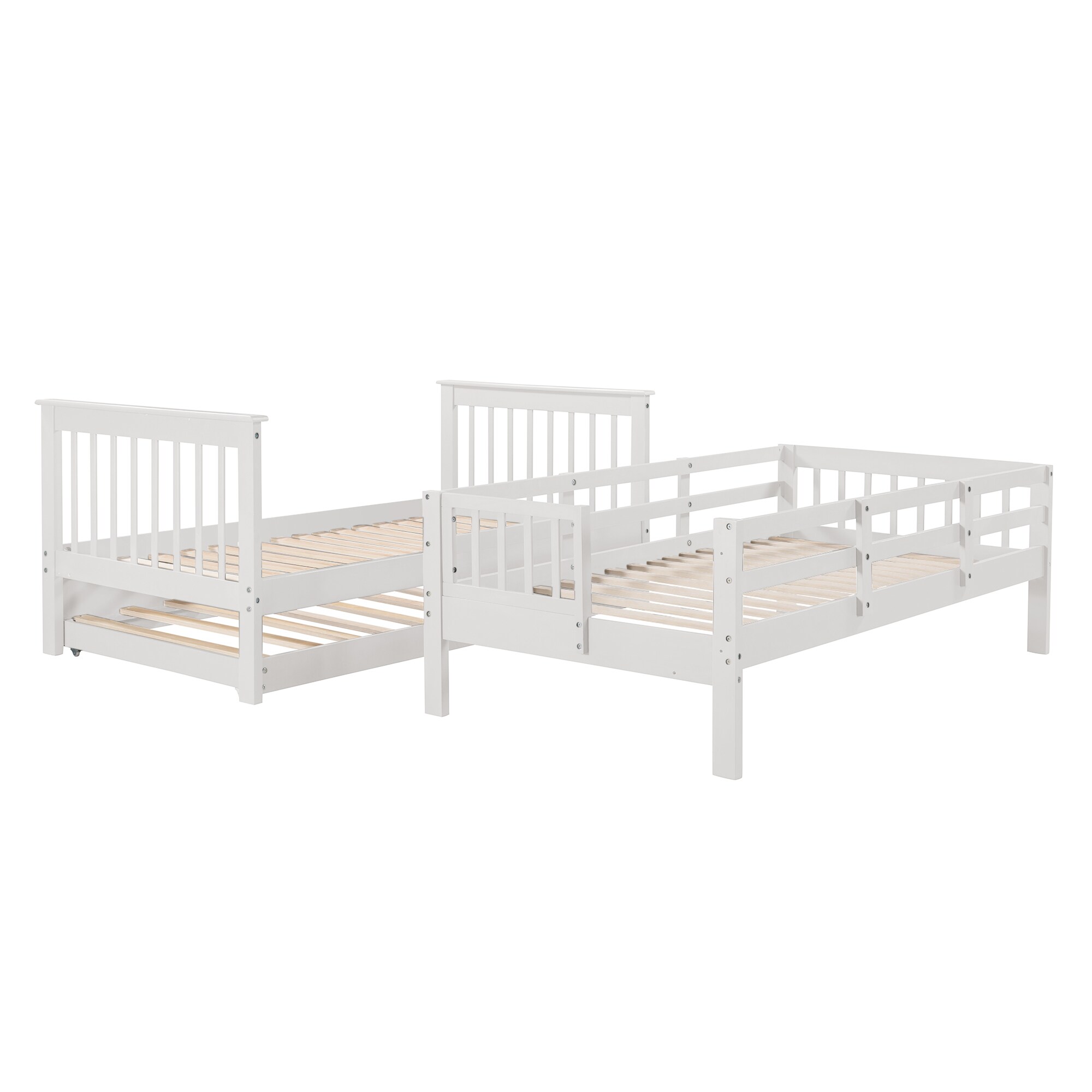 LUXEYARD Stairway Bunk Bed with Trundle for Bedroom Dorm Adults White ...