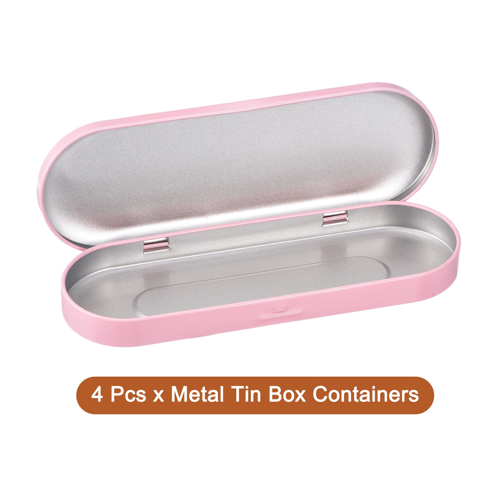 Unique Bargains 4 Pcs Metal Tin Box Container 6.9x2.4x0.7 Inch Oval ...