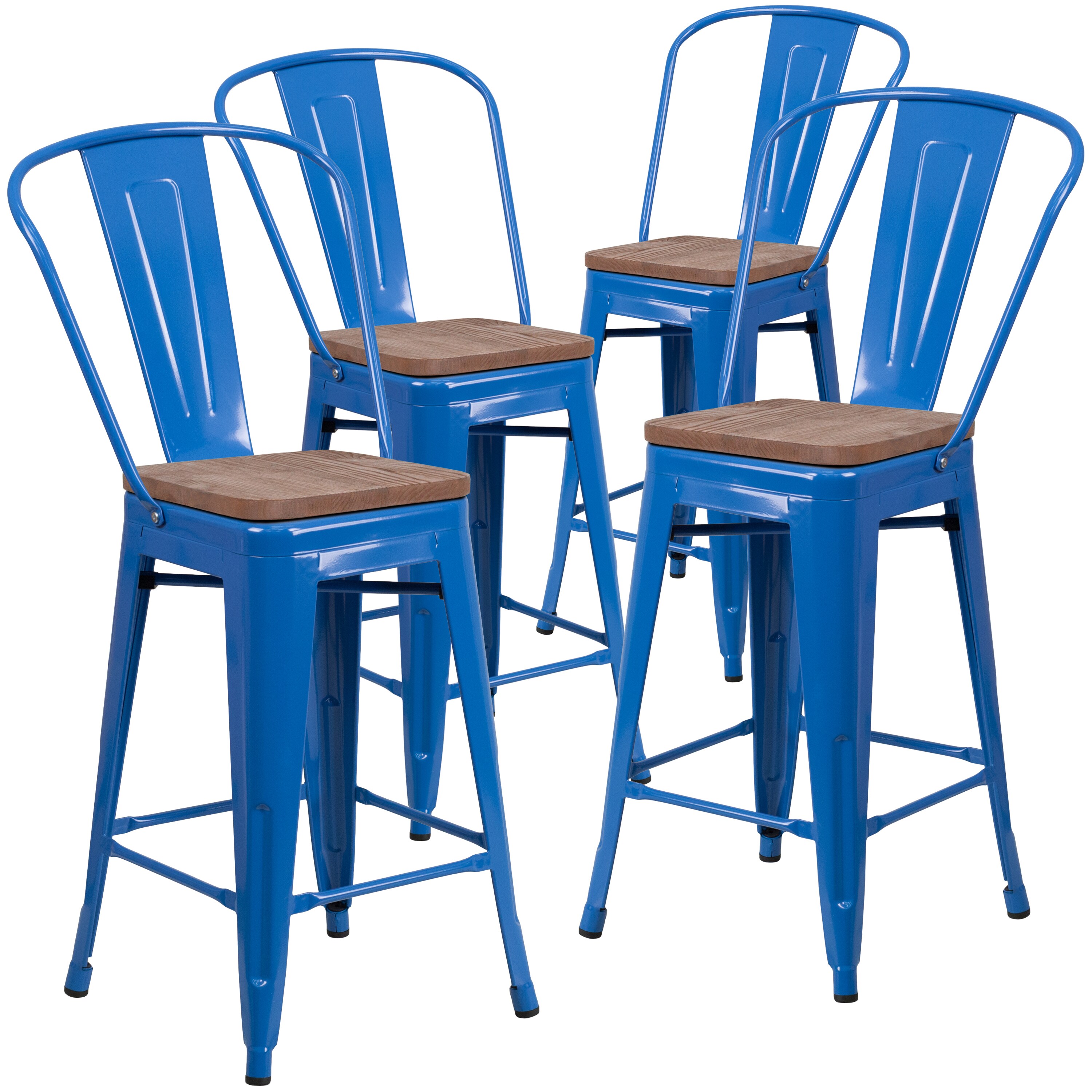 Flash Furniture Lily 4 Pk. 24-in High Blue Metal Counter Height Stool ...